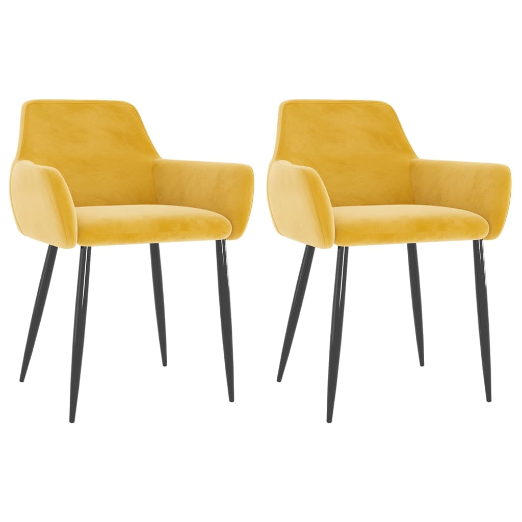 Stylish Mustard Yellow Velvet Dining Chairs - Set of 2, Modern Comfort ...