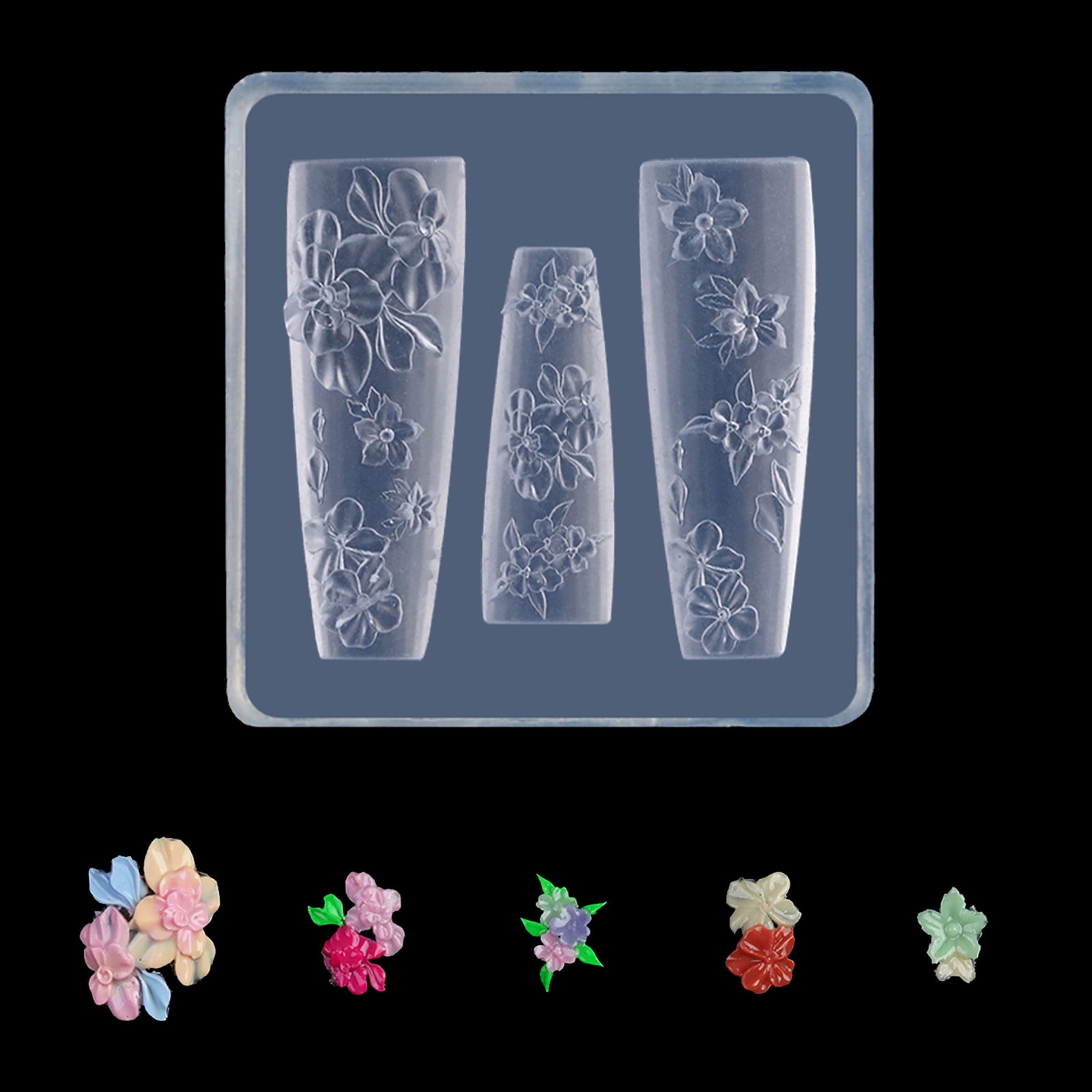 Stylish Nails Art Silicone Molds For 3D Embossed Nails Designs Rose And ...