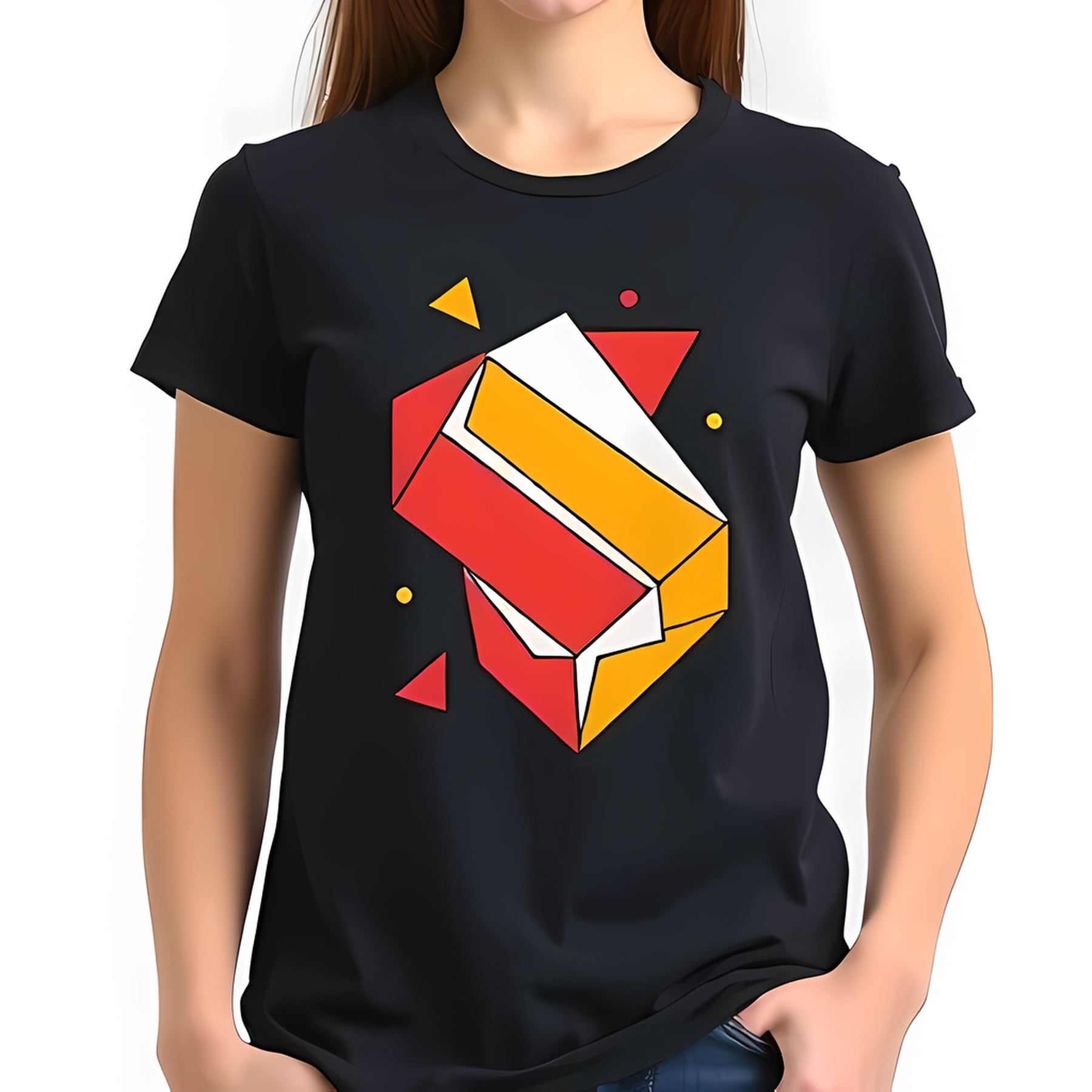 Stylish Navy Blue T-Shirt with Bold Geometric Graphic Design in Vibrant ...