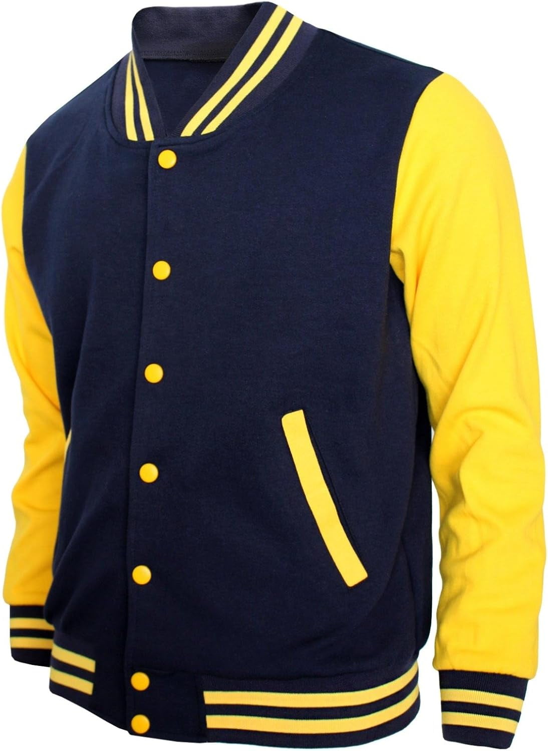 Stylish Navy Blue and Yellow Baseball Jacket - A Classic and Trendy ...