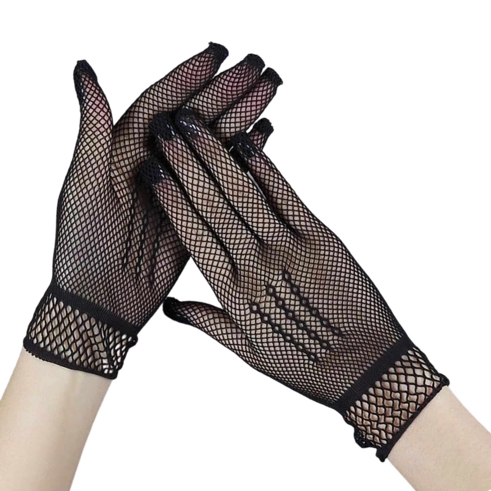 Stylish Net Design Hand Gloves Sun Protective Elastic Mesh Fish Net ...