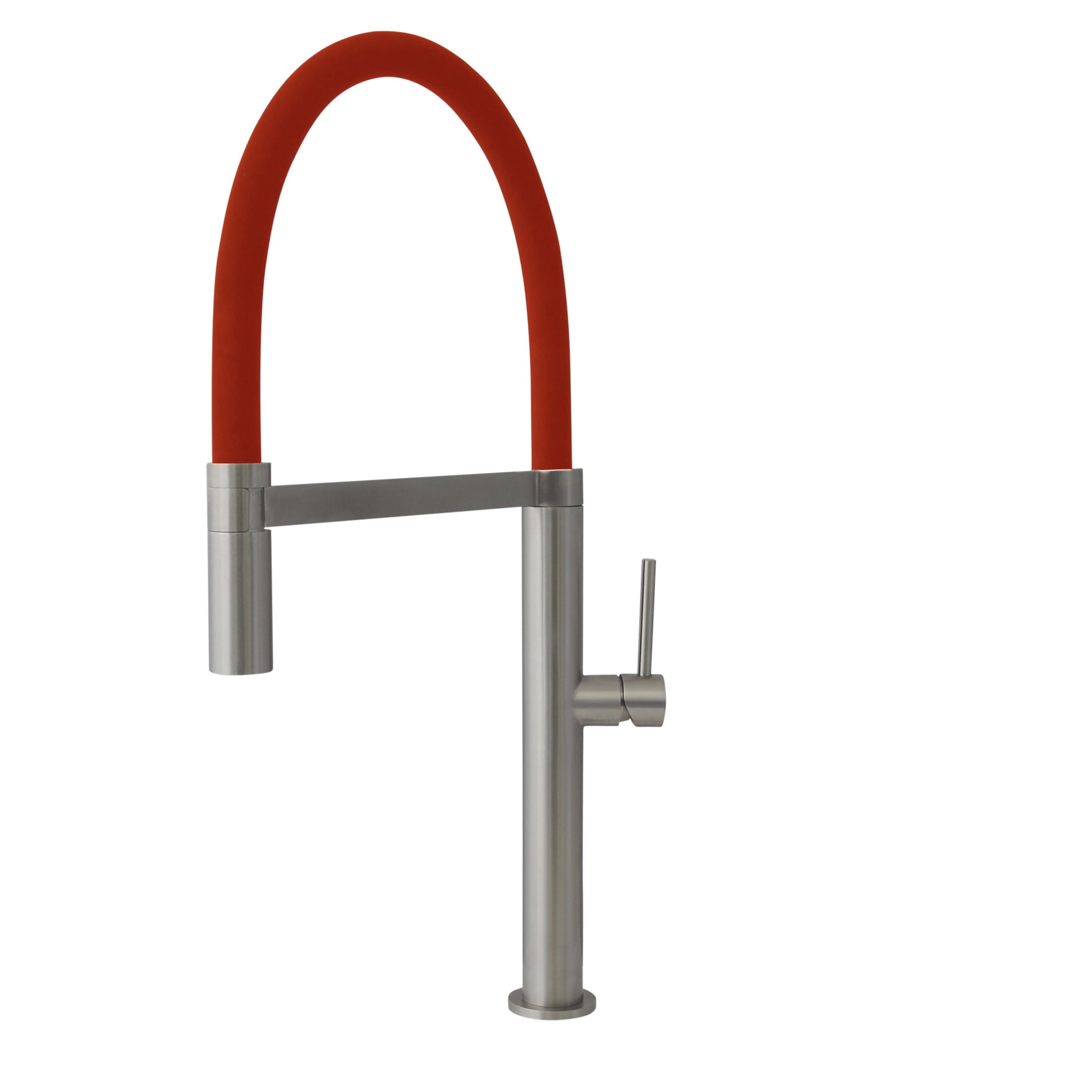 Stylish One-Handle Stainless Steel Red Spout Hose Pull Out Kitchen ...