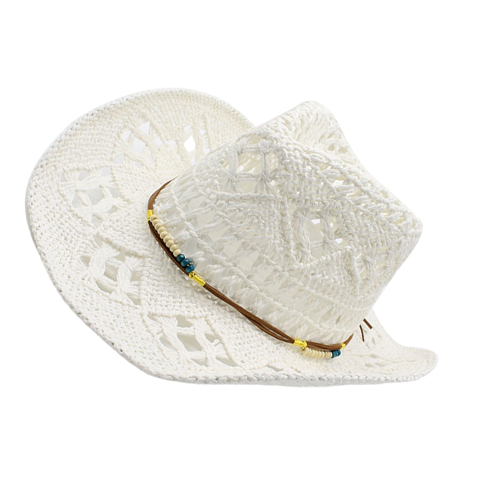 Stylish Openwork Braided Sun Hat Wide Brimmed Lightweight Paper Straw ...