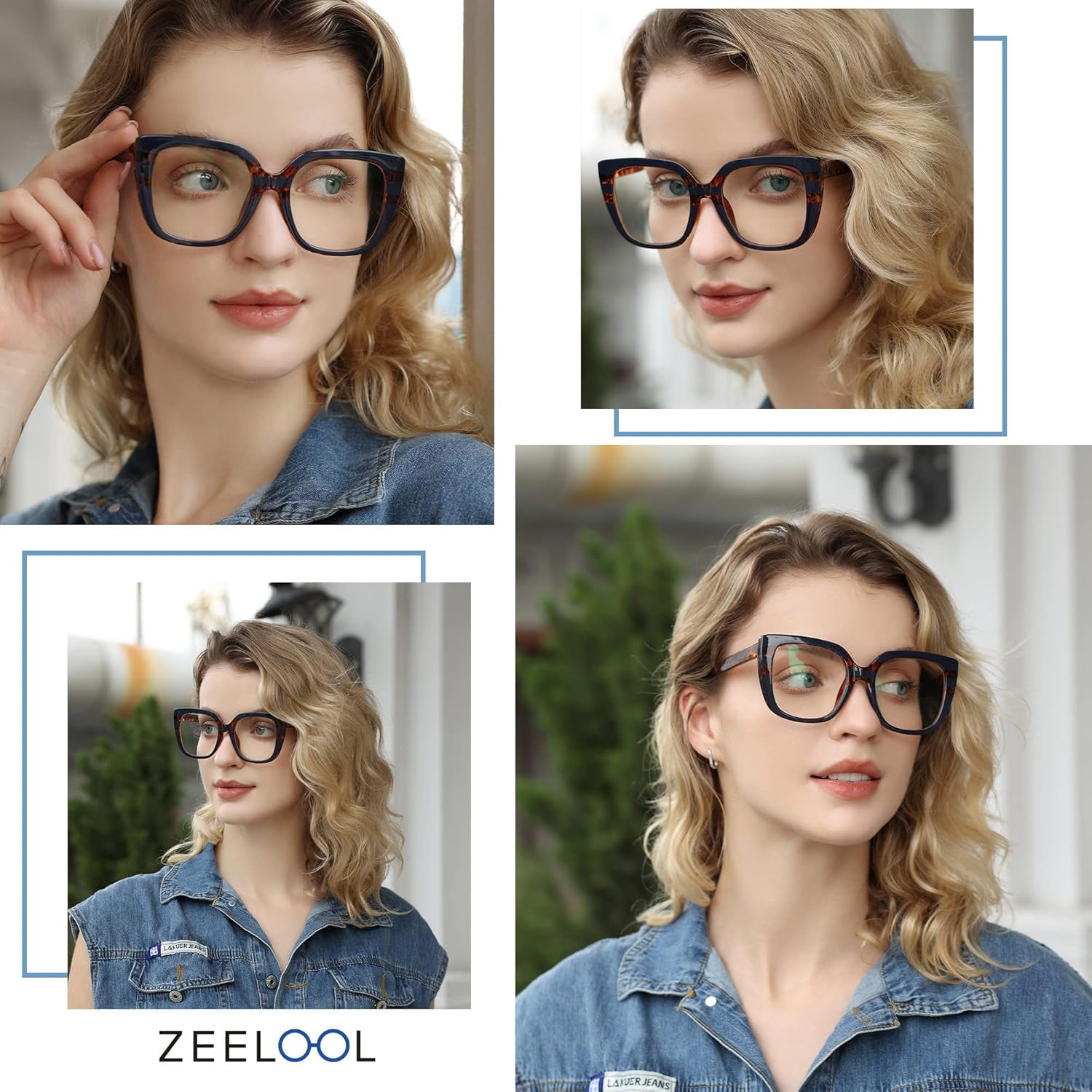 Stylish Oversized Square Glasses with Non-prescription Clear Lens ...