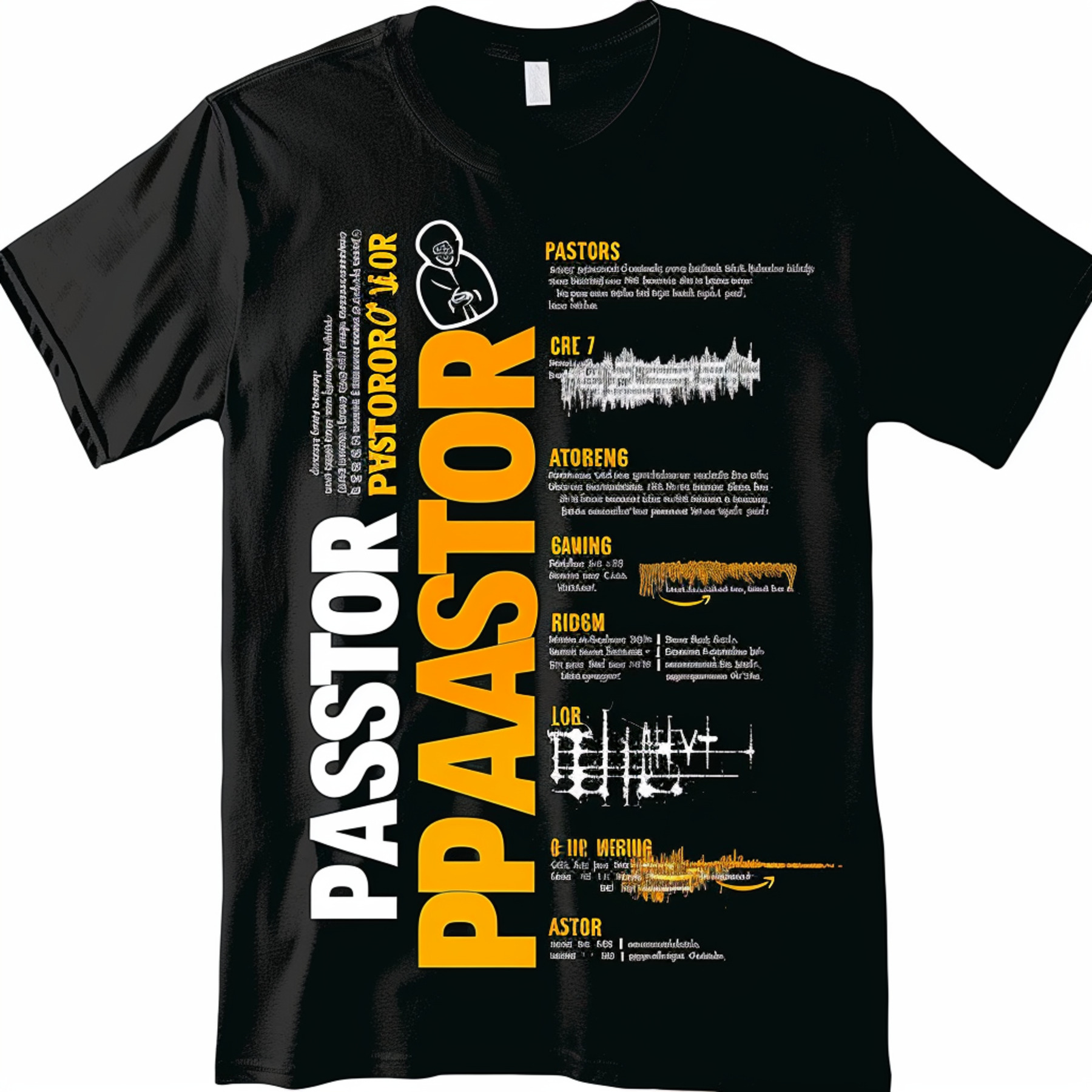Stylish Pastor T Shirt with Biblical Commandments Design Vibrant Yellow ...