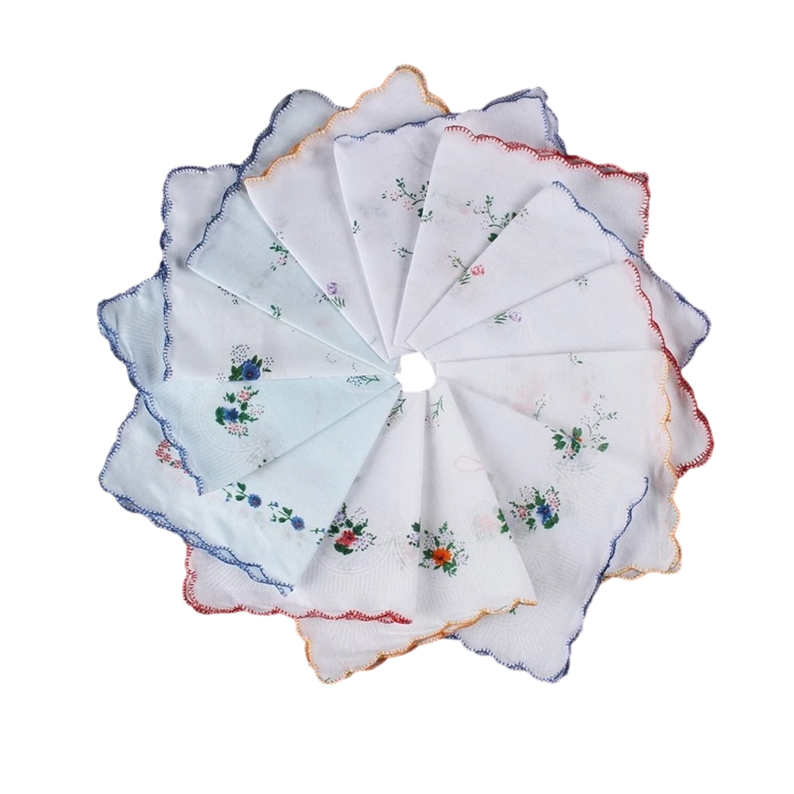 Stylish Picot Pocket Handkerchief Ladies Floral Hankies 12x12inch Large ...