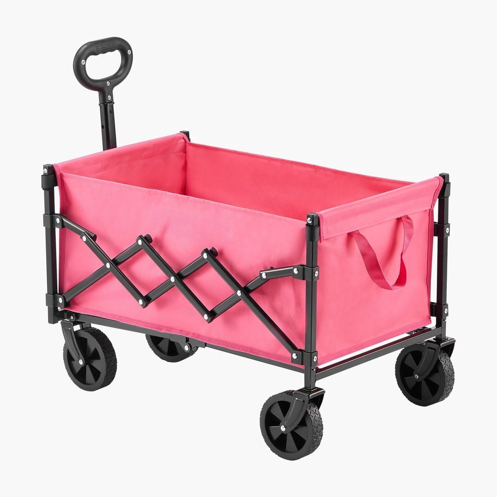 Stylish Pink Outdoor Collapsible Wagon Cart: Heavy-Duty, All-Terrain ...