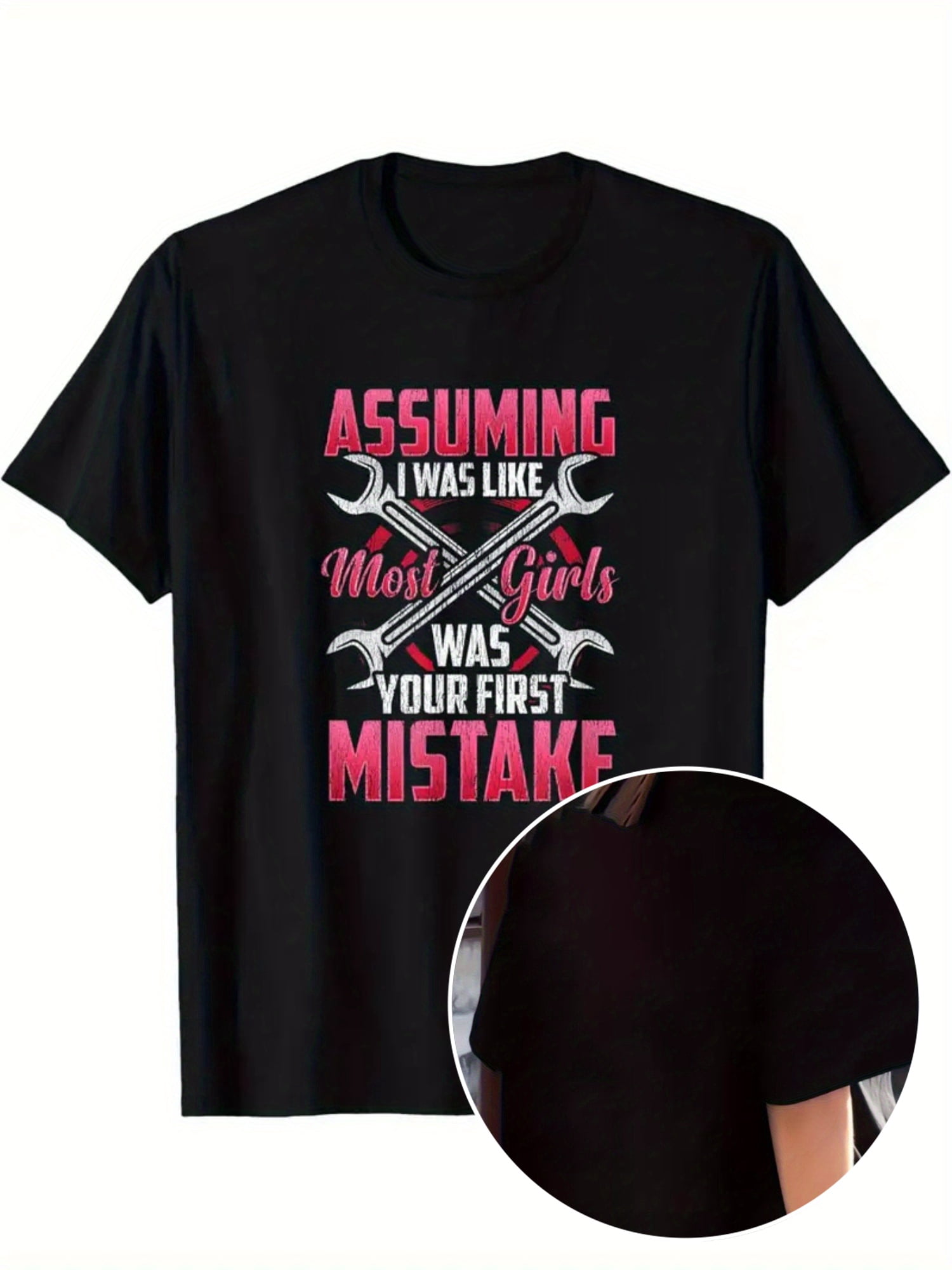 Stylish Pink Text & White Wrench Shirt for Unisex and Four Season Wear ...