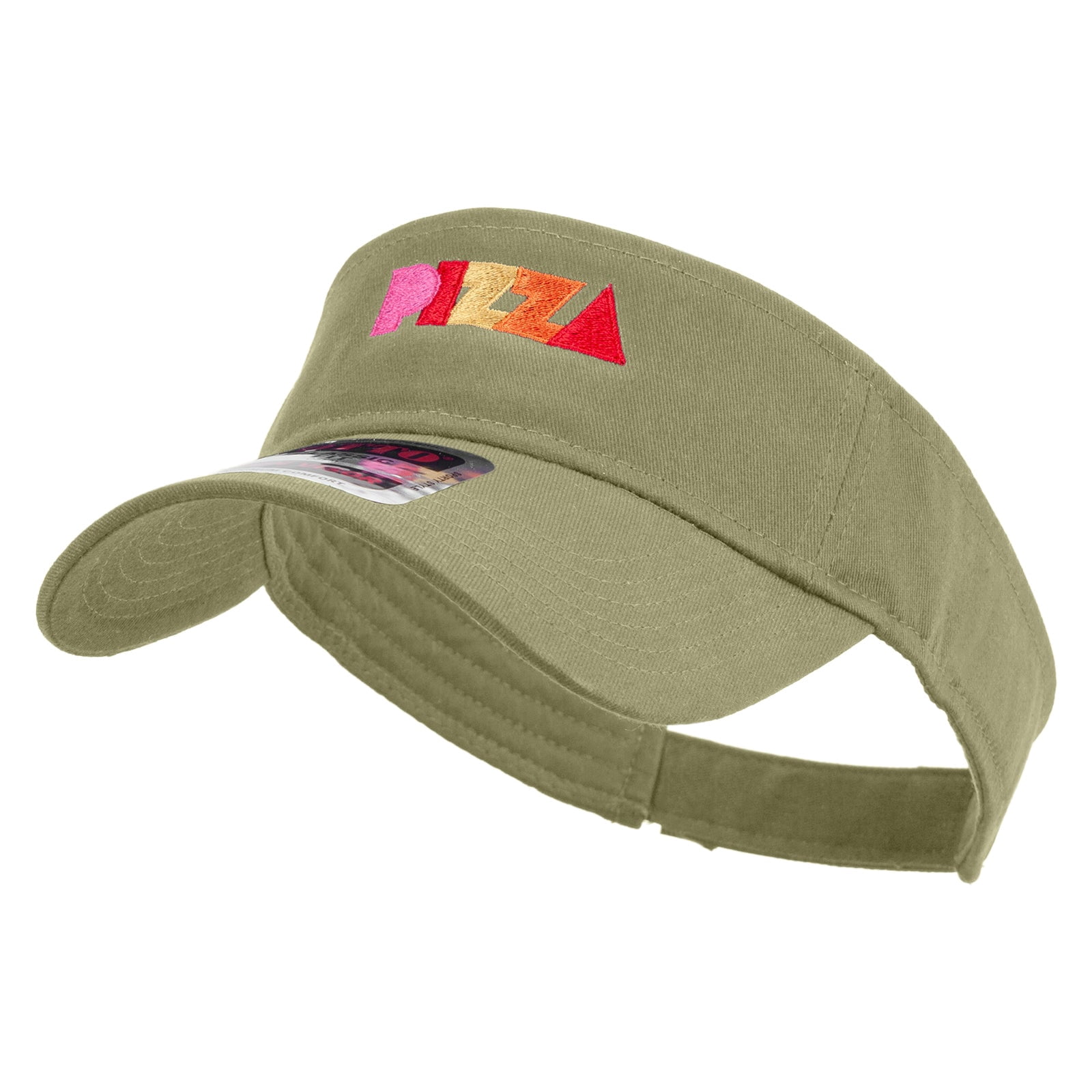 Stylish Pizza Logo Embroidered Cotton Twill Sun Visor - Khaki OSFM ...