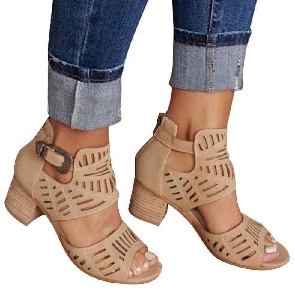 Stylish Platform Fish Mouth Sandals in Black - Slip-On Chunky Heel ...