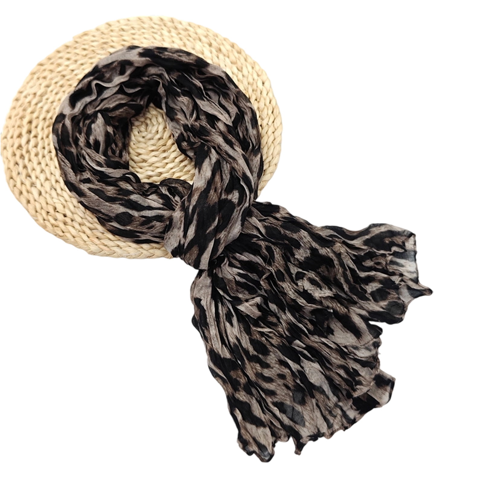 Stylish Pleated Scarf Soft Wrinkles Texture Unisex Neck Accessory For ...