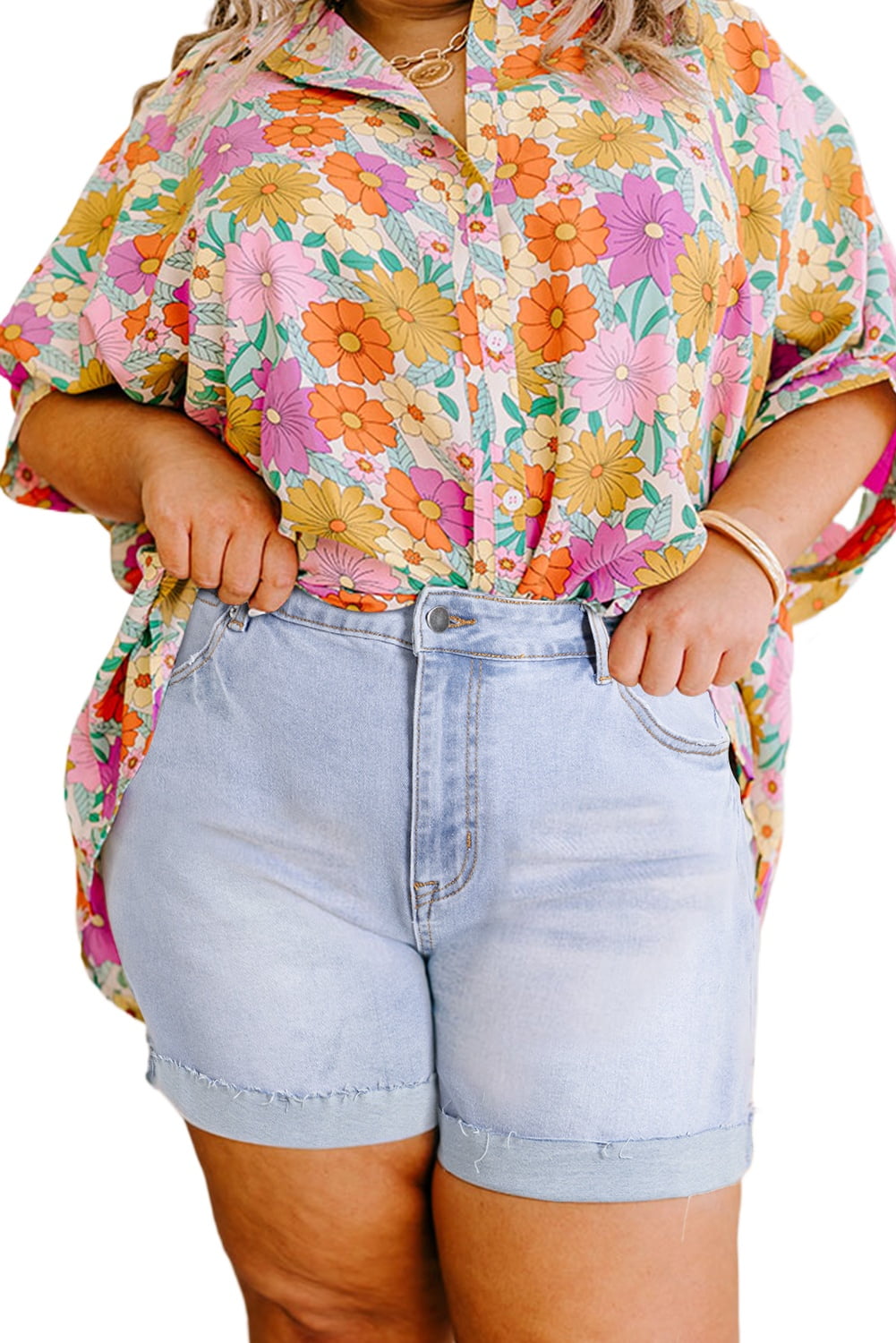 Stylish Plus Size Denim Shorts - Beau Blue, High Waist Design for ...