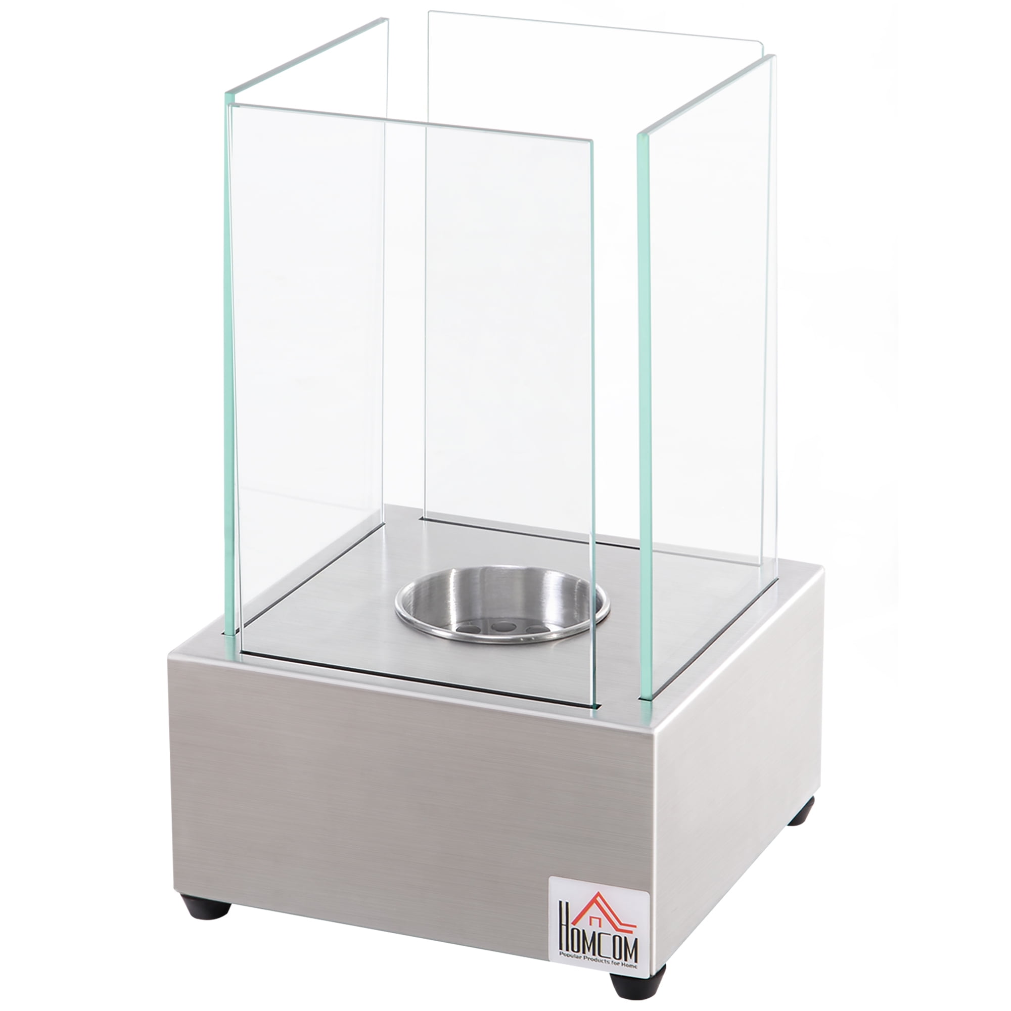 Stylish Portable Ethanol Fireplace, Silver | 7.75 Inch Tabletop ...