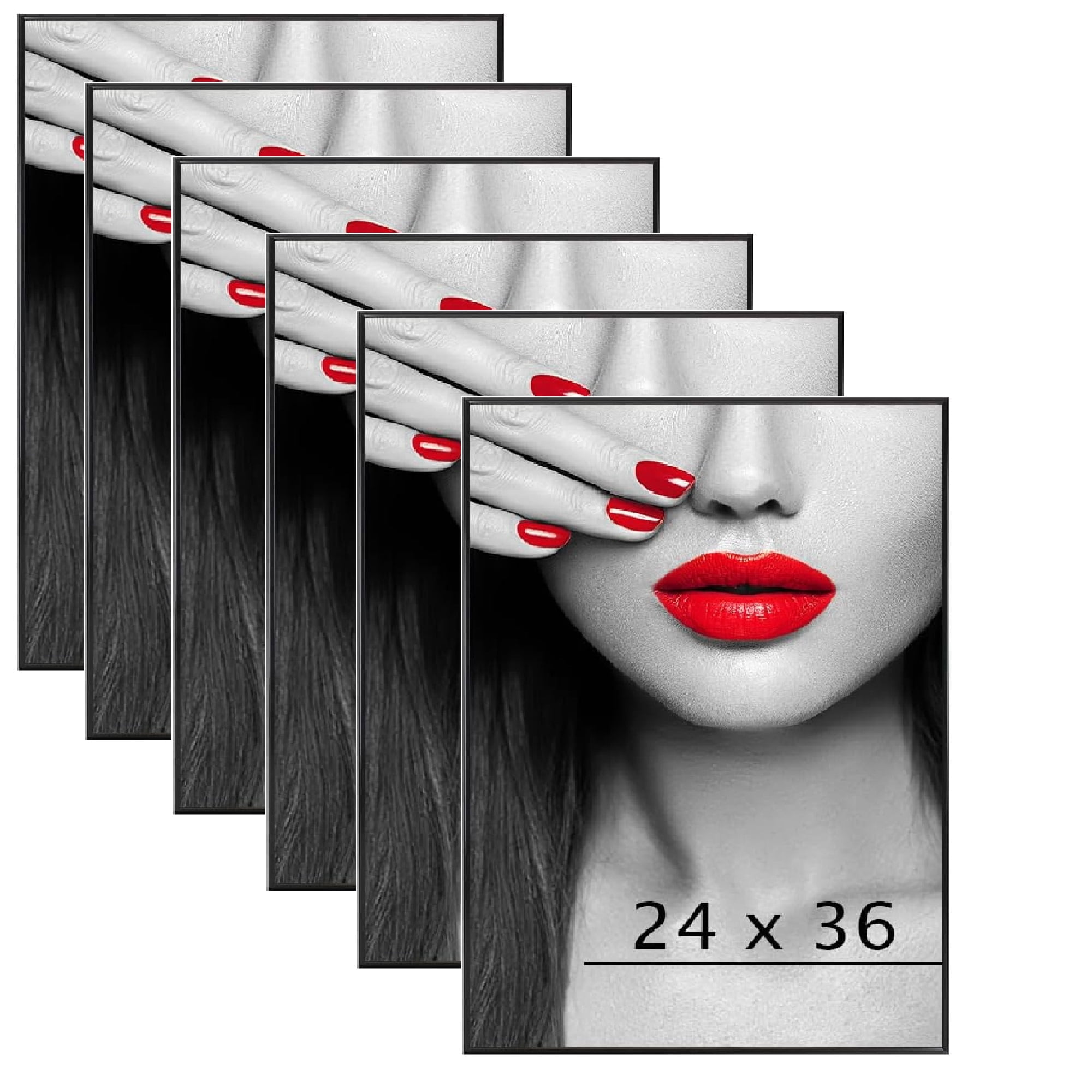 (6 Pack) Black 24x36 Poster Frame - Thin Border Photo Frame with ...