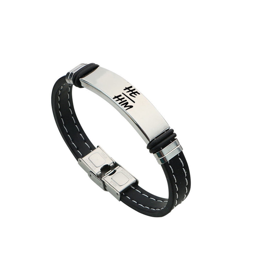 Stylish He Him His Pronouns Silicone Bracelet Gender Identity Neutral ...