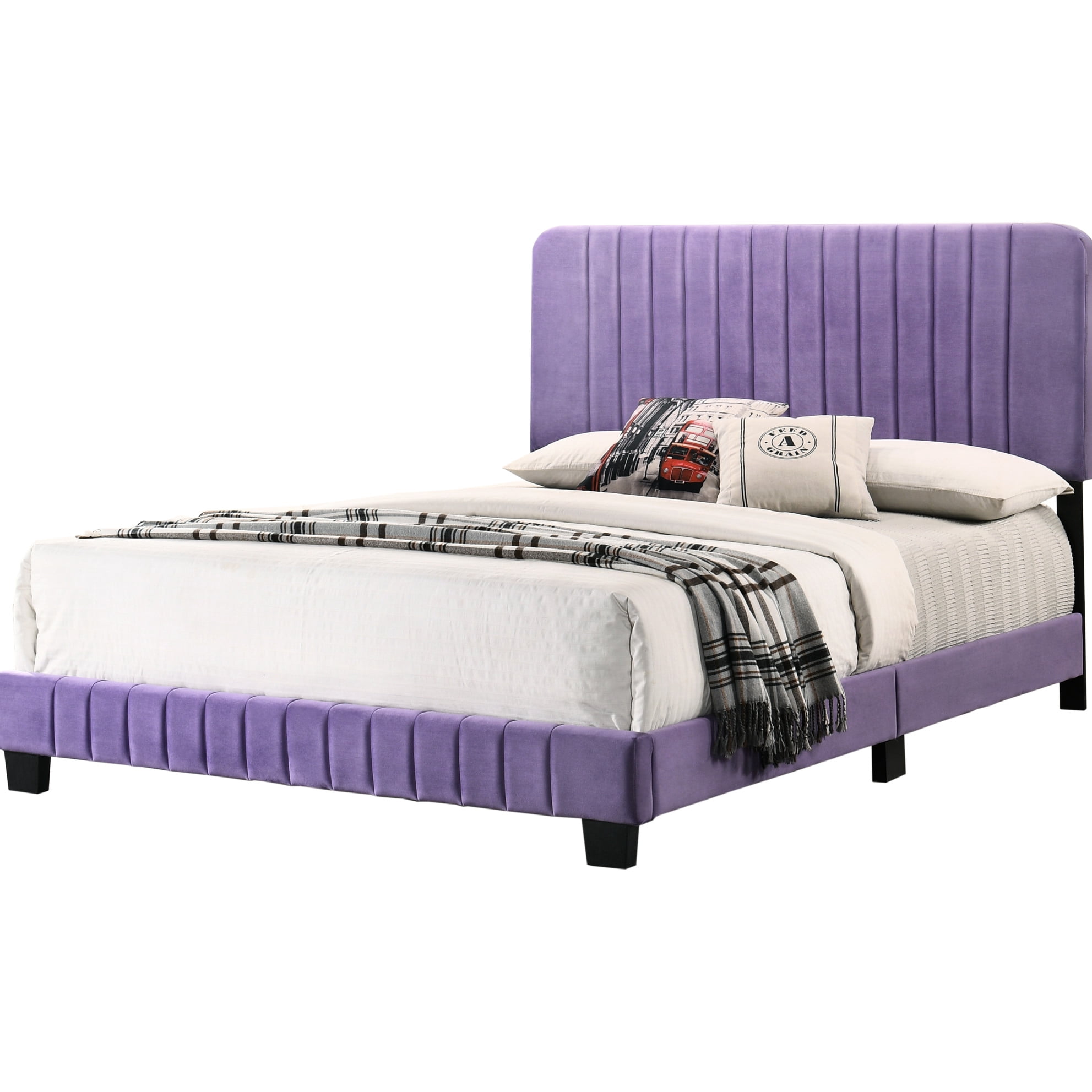 Stylish Queen Bed In Stunning Purple - Adds Contemporary Glamour To ...