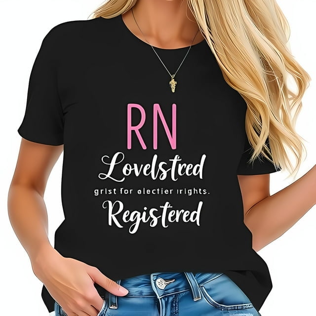 Stylish RN Registered T-Shirt with Pink 'RN' and 'Lovelstreed' Script ...