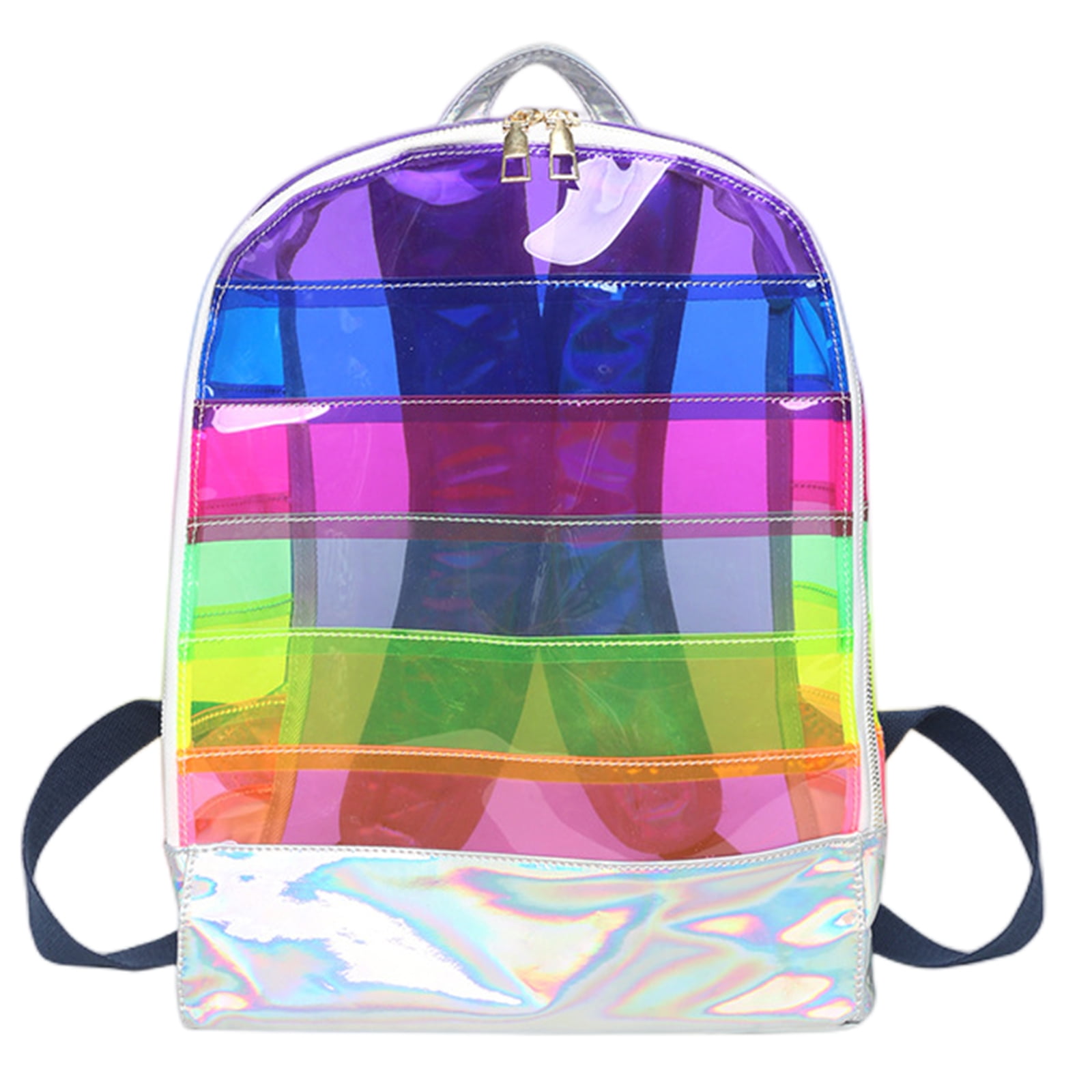 Stylish Rainbow Clear Laser Backpack for Women Men Water Resistant ...
