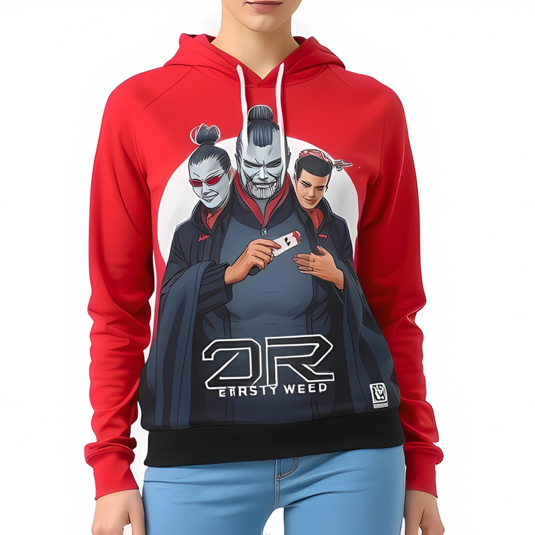 Stylish Red 3D Hoodie Sweatshirt with Anime Characters Design - Fashion ...