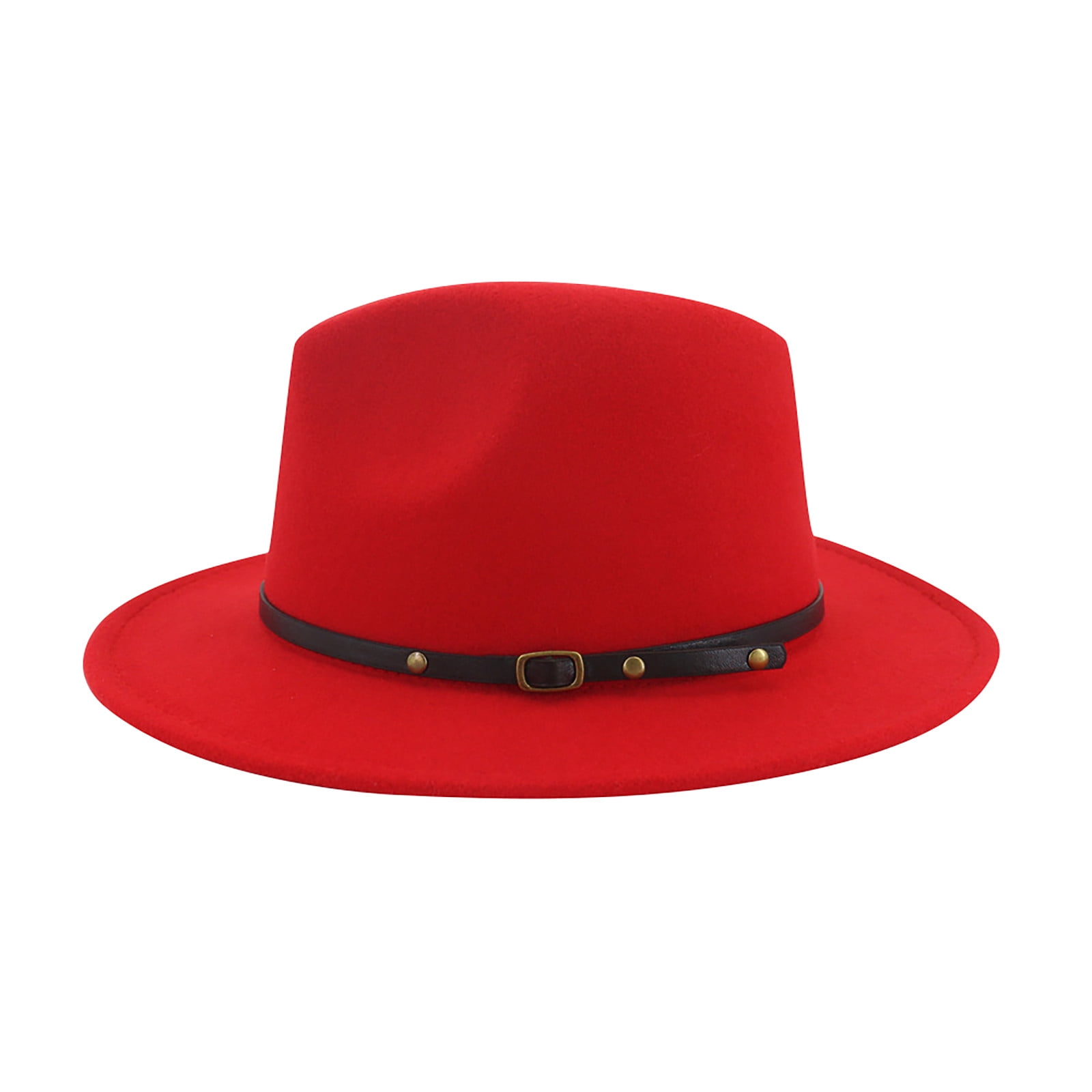 Stylish Red Fedora Hat with Adjustable Leather Band for Men and Women ...