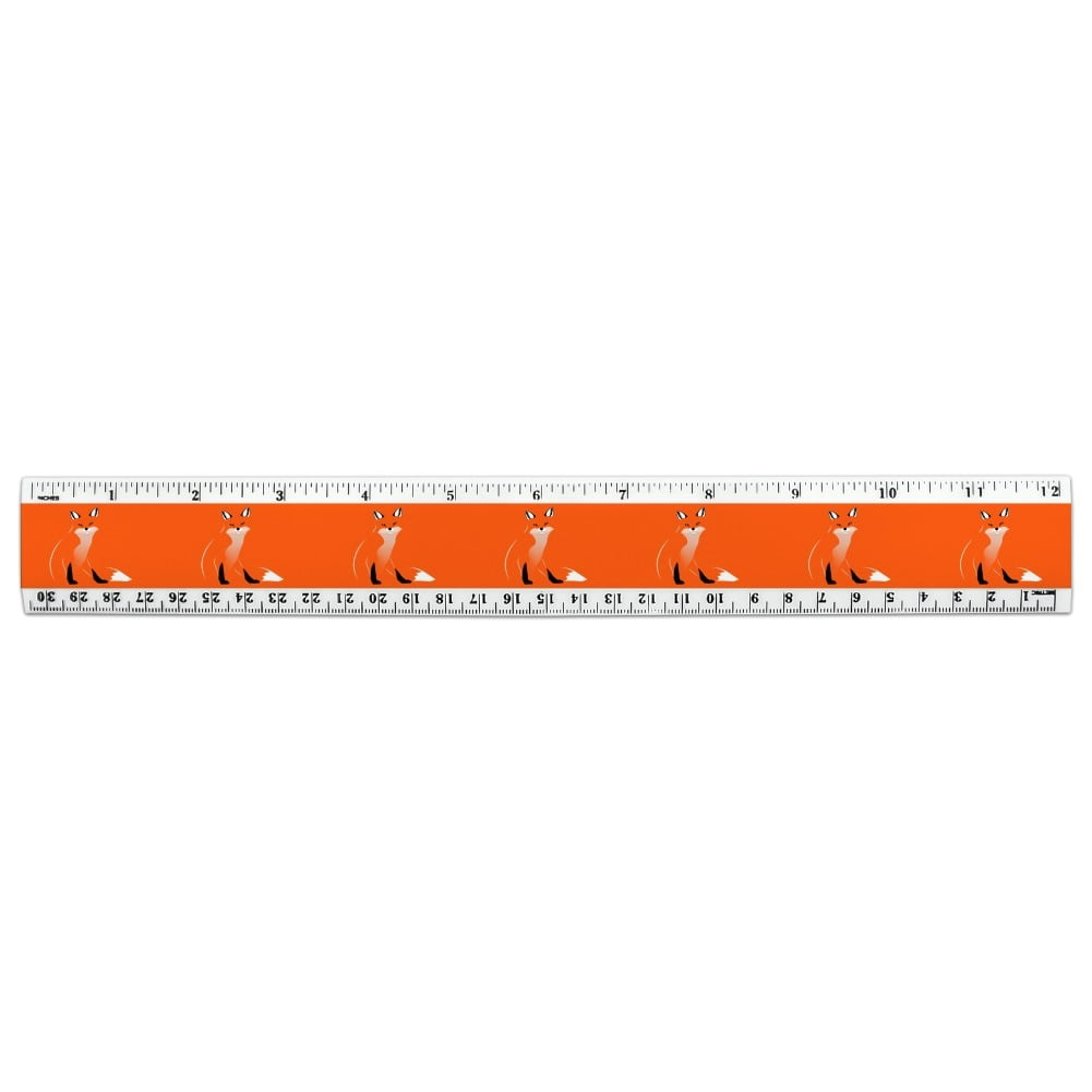 Stylish Red Foxy Fox 12 Inch Standard and Metric Plastic Ruler ...