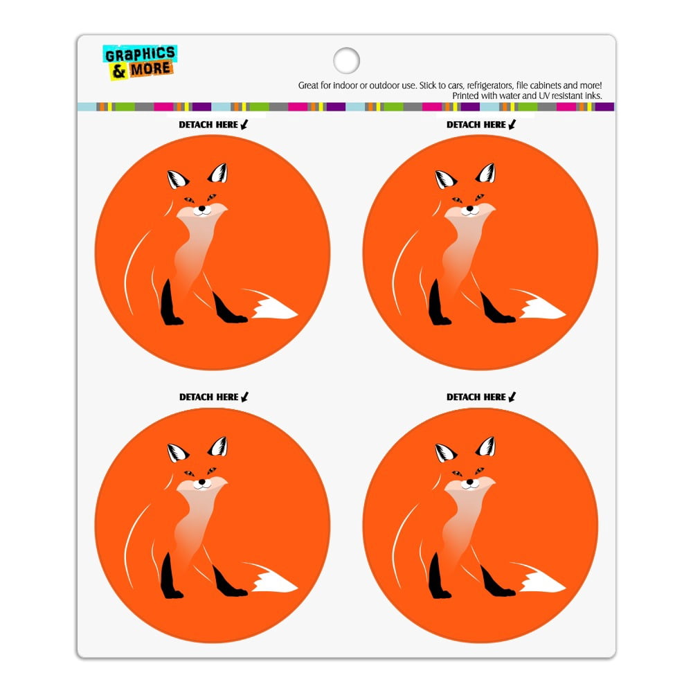 Stylish Red Foxy Fox Refrigerator Fridge Locker Vinyl Circle Magnet Set ...