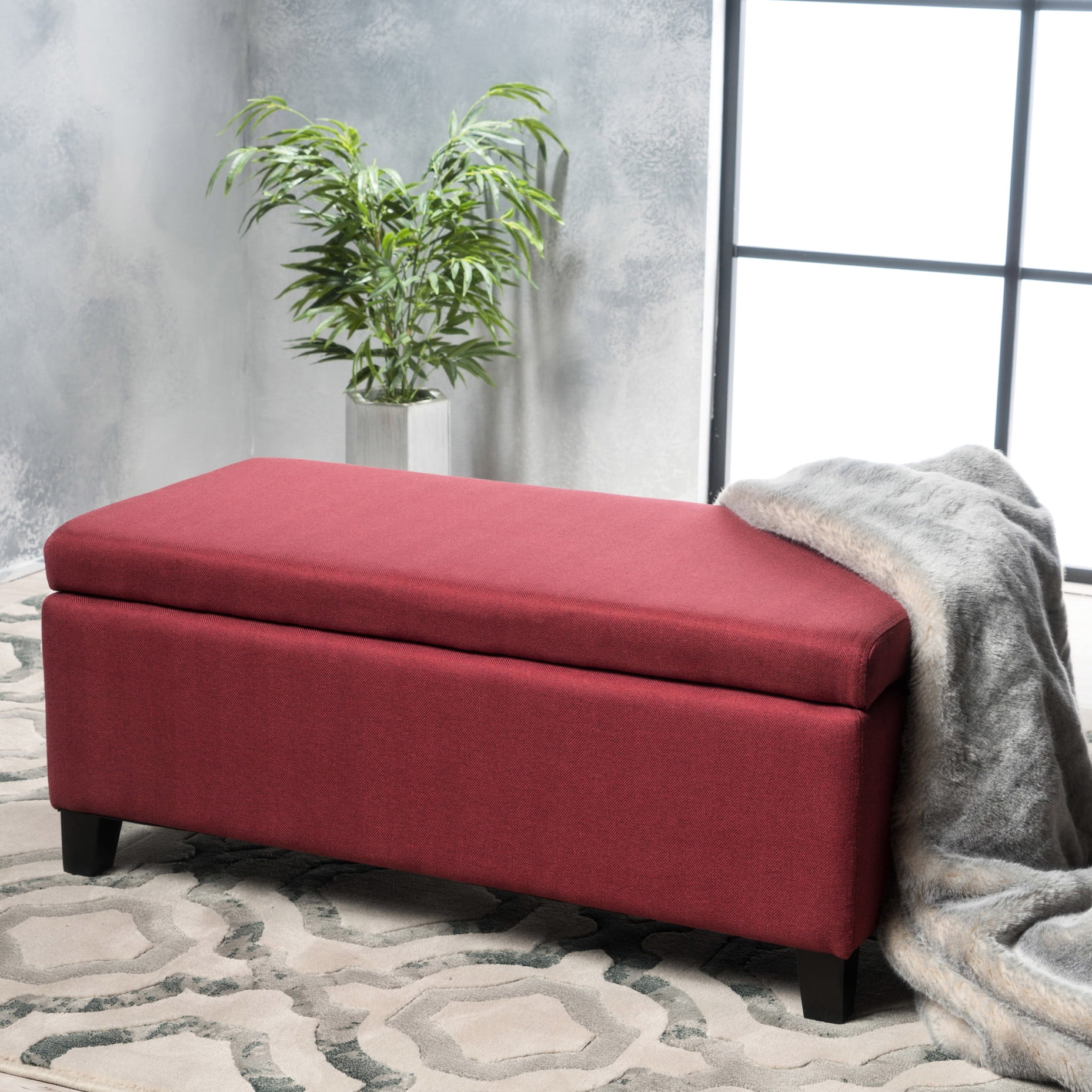 Stylish Red With Ample Storage - Enhances Room Aesthetics Fabric For ...