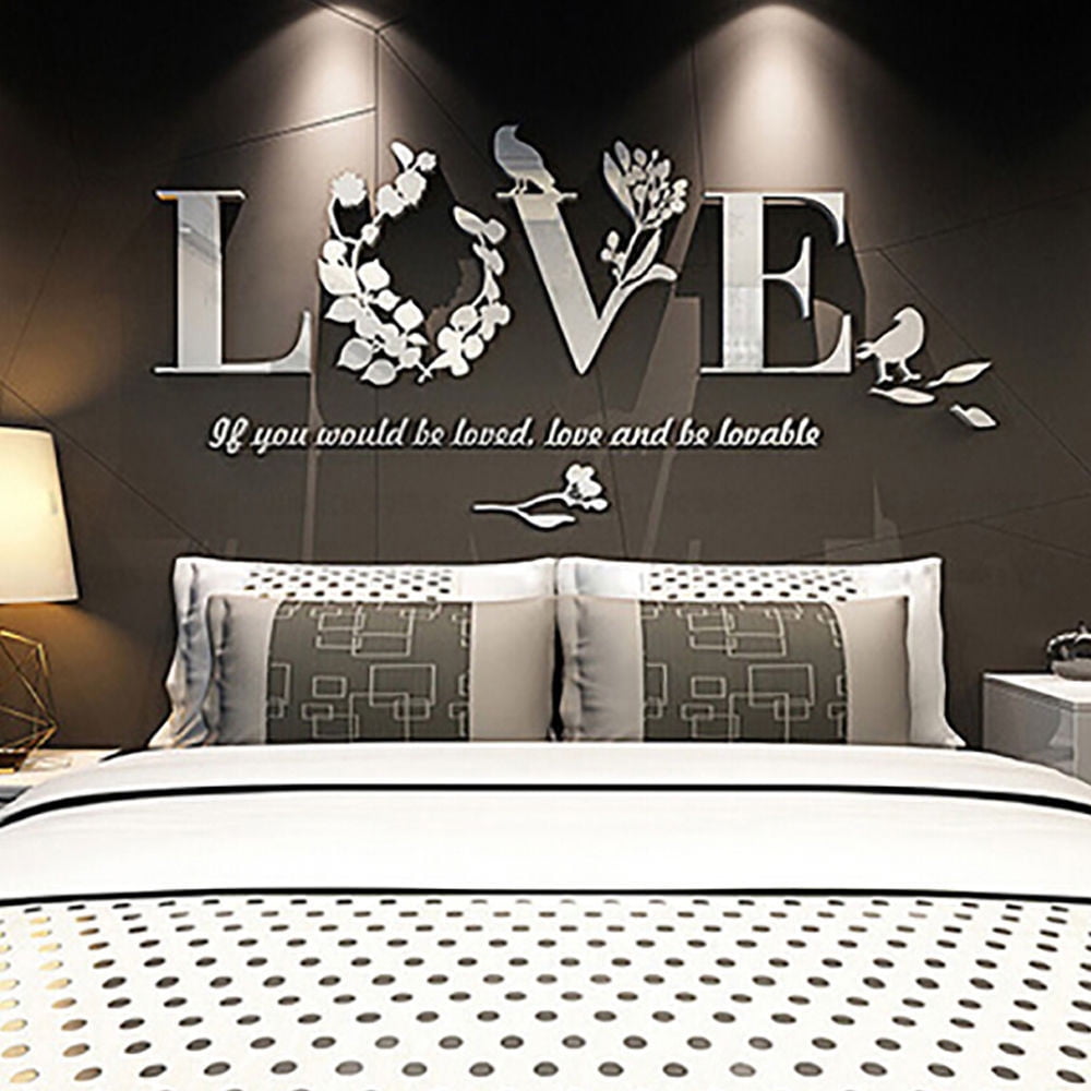Stylish Removable 3D Leaf LOVE Wall Sticker Art Vinyl Decals Bedroom ...