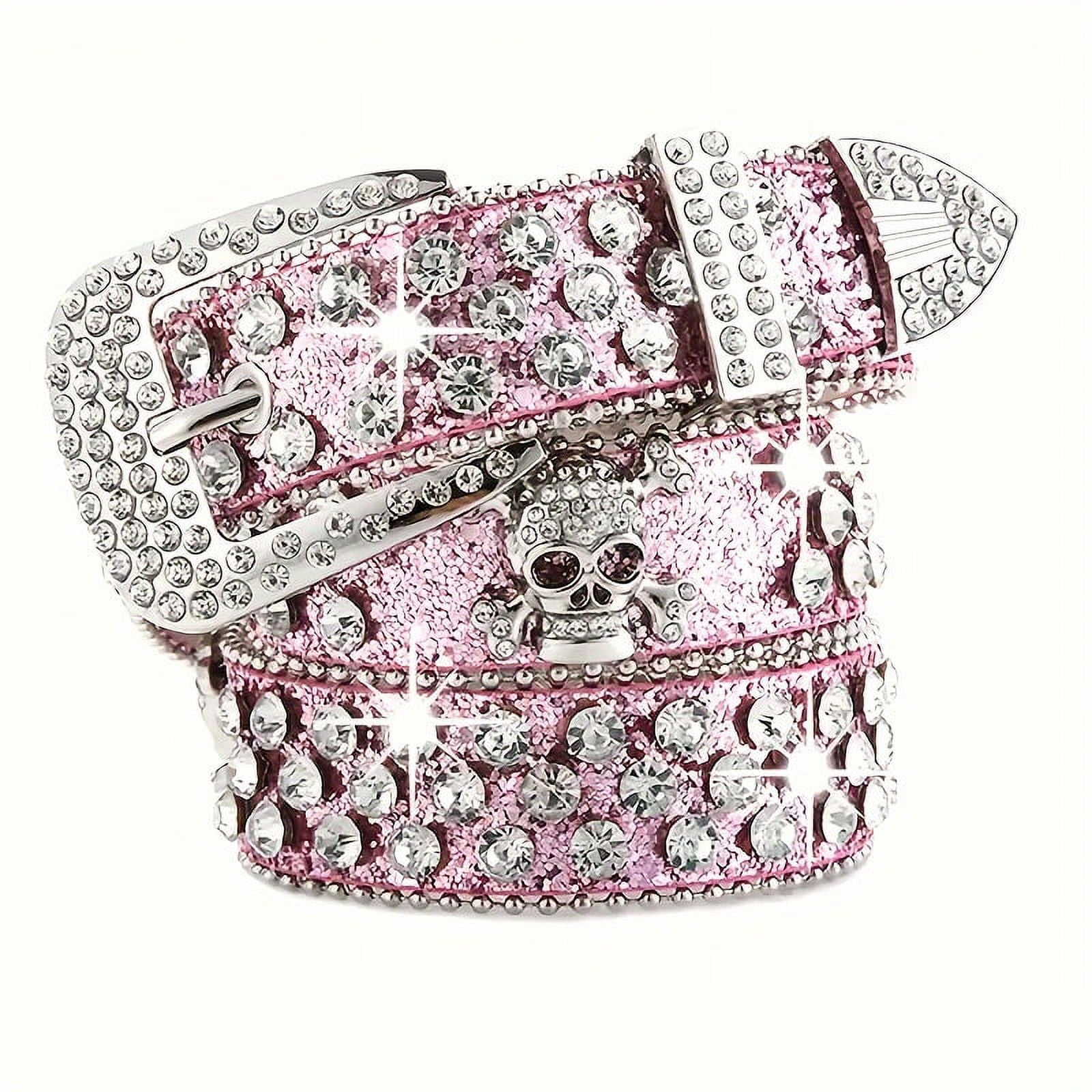 Stylish Rhinestone Western Cowgirl Style Y2K Belt Sparking Pu Leather ...