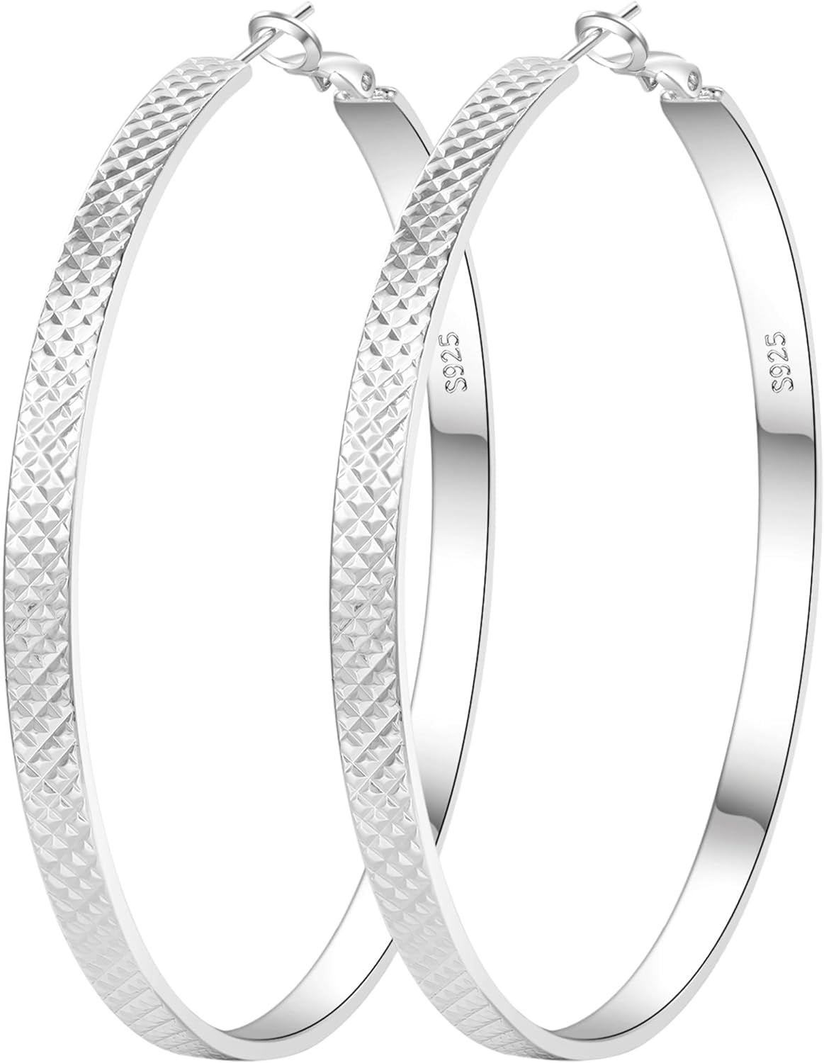 Stylish S925 Sterling Silver Hoop Earrings | Hypoallergenic Large Hoops ...