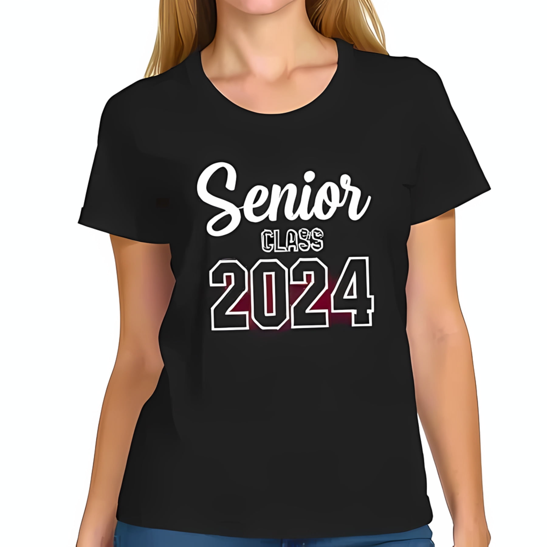 Stylish Senior Class 2024 Cotton Short Sleeve T-Shirt - Script & Bold ...