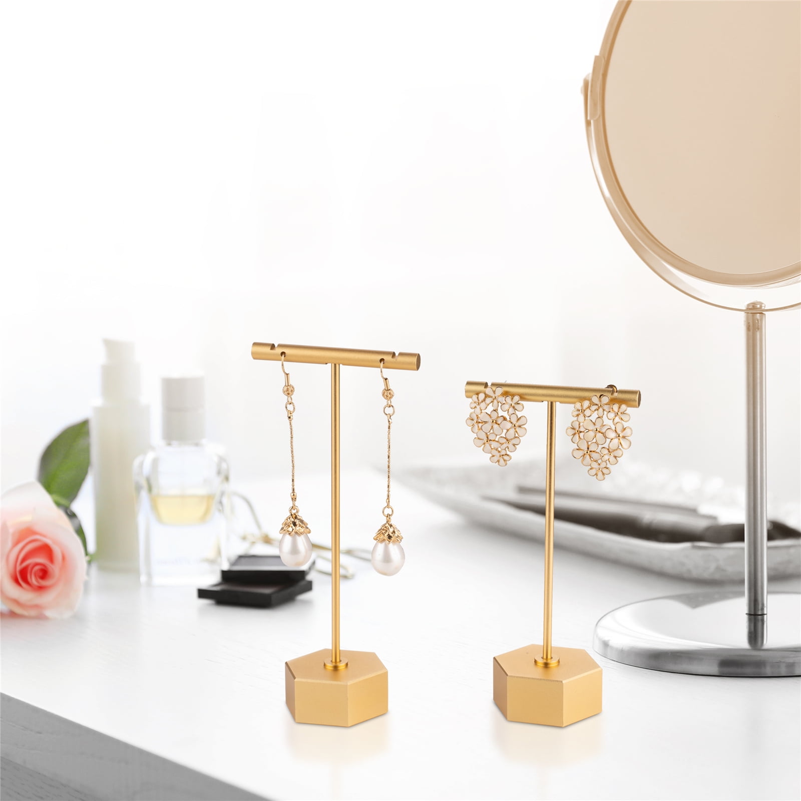 Stylish Set of 2 Gold Earring Display Stands - Perfect for Jewelry ...