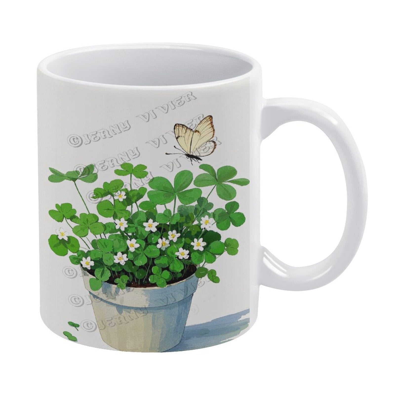 Stylish Shamrock Coffee Cup - 11 oz (330 ml) Ceramic Mug, Ideal for St ...