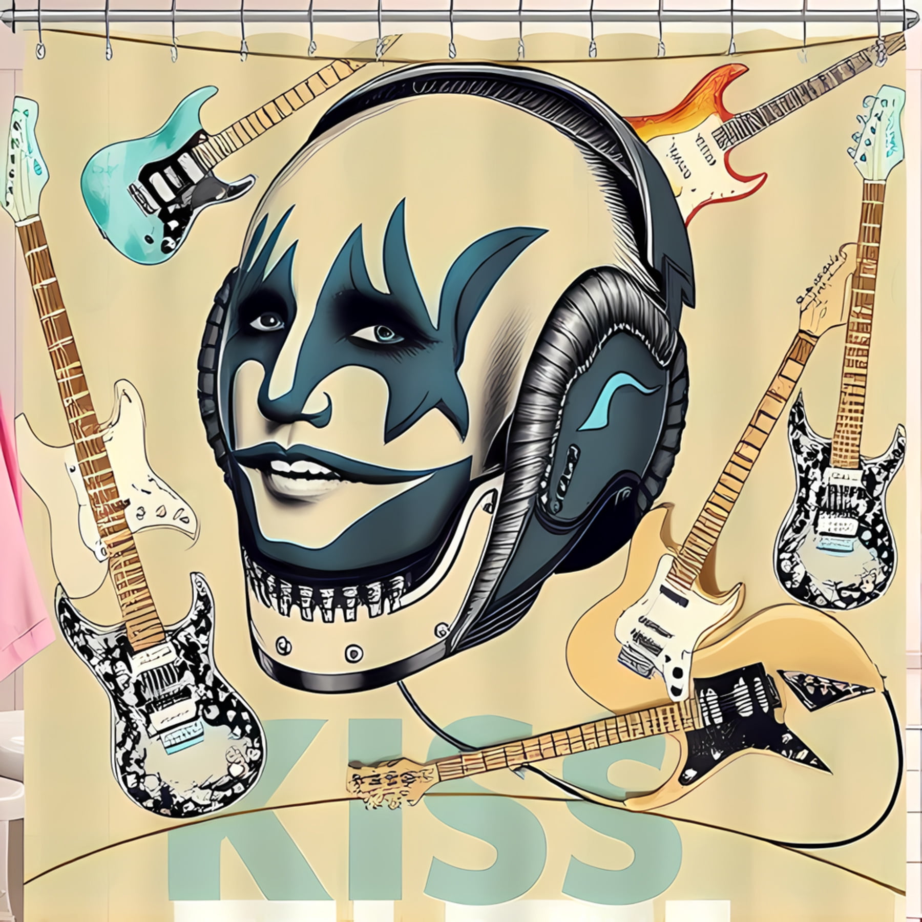 Stylish Shower Curtain with Inspired Tribal Face Design Electric ...