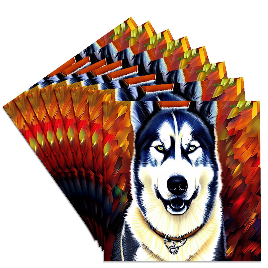3drose, Stylish Siberian Husky Dog Portrait. Dark Red Background ...