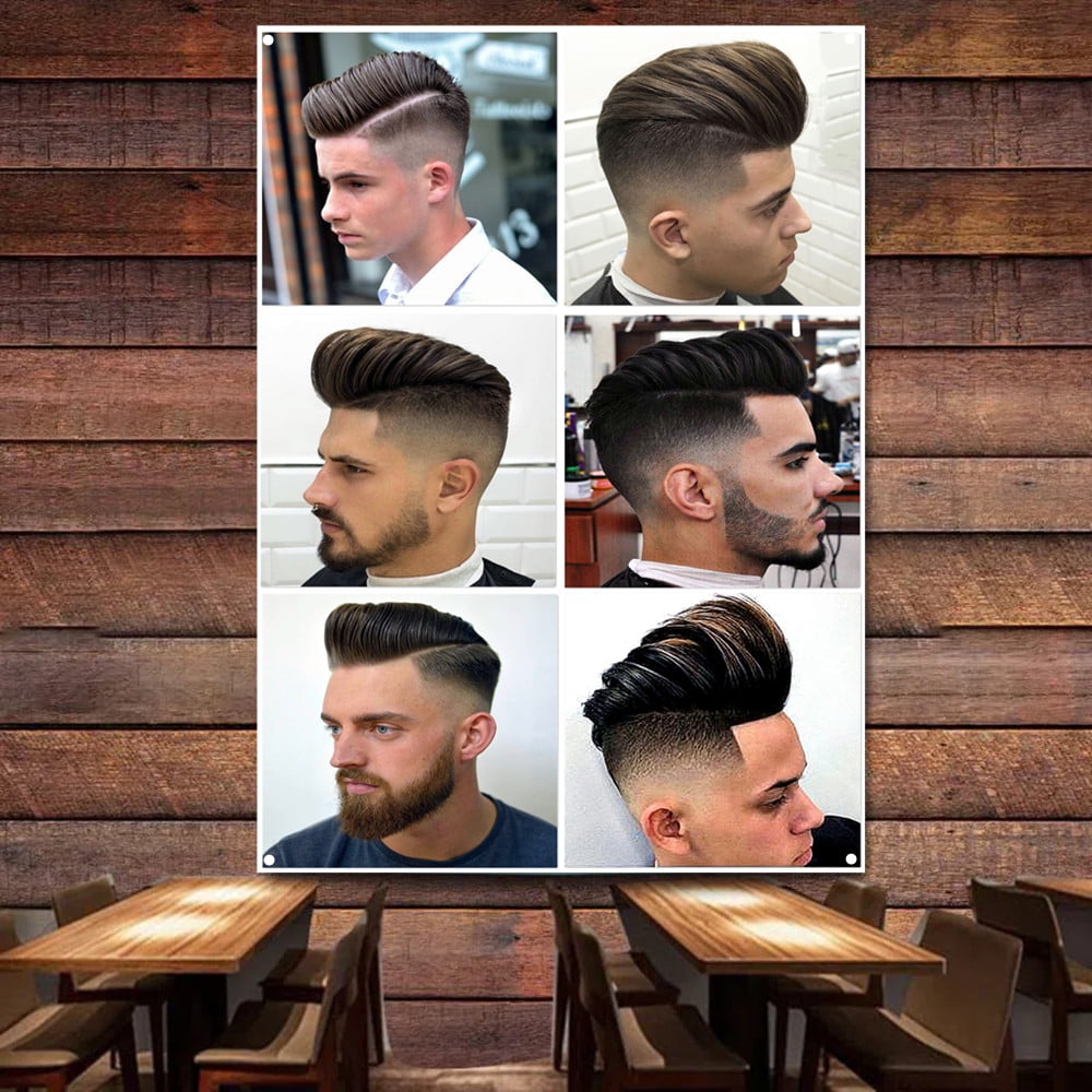 Stylish Side Sculpture Hairstyles for Men Dye Hair Poster Banner Flag ...
