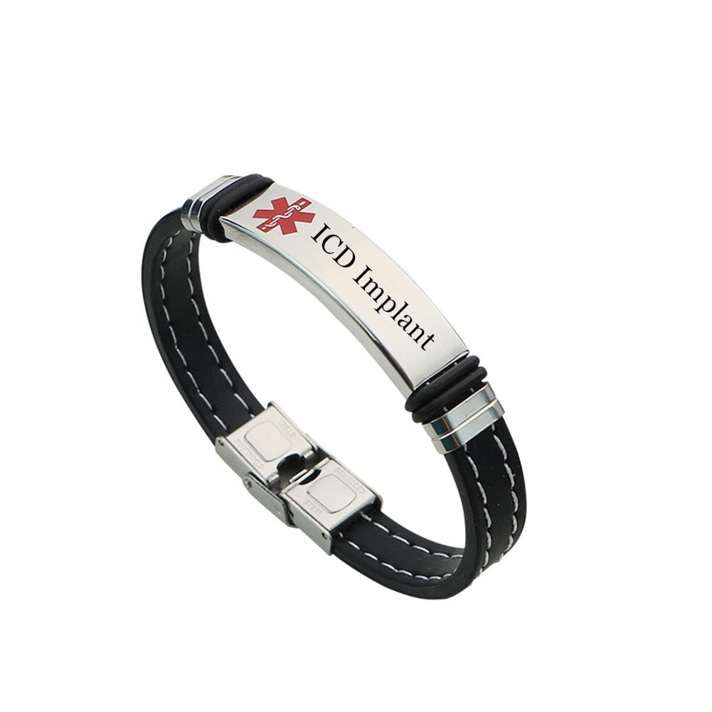 Stylish Silicone Medical Alert ICD Implant Bracelet, Personalized ...