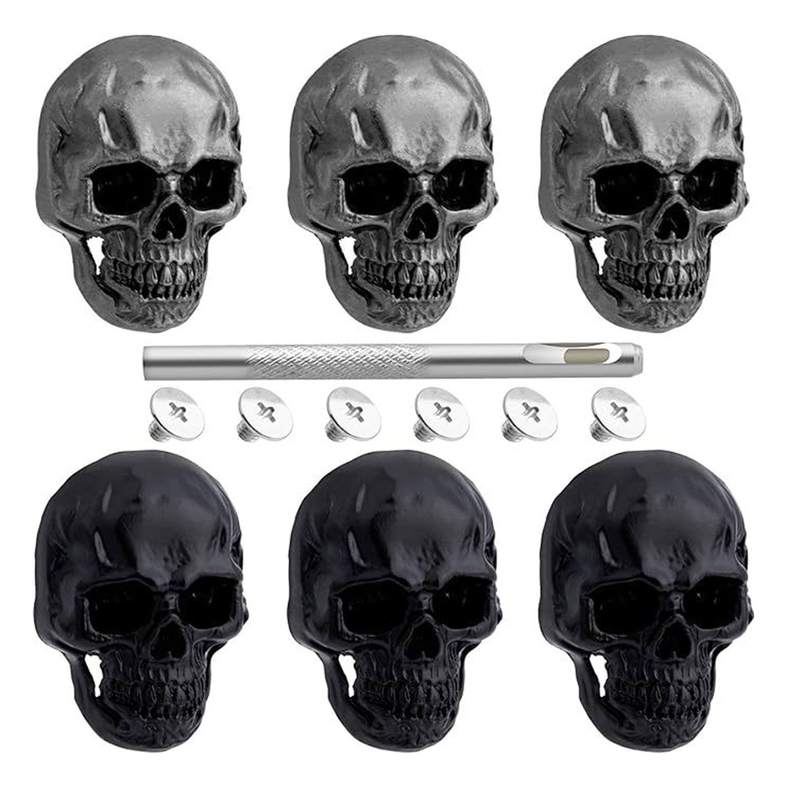 Stylish Skull Rivets Studs with Drilling Tool Skeleton Pins Skull Head ...