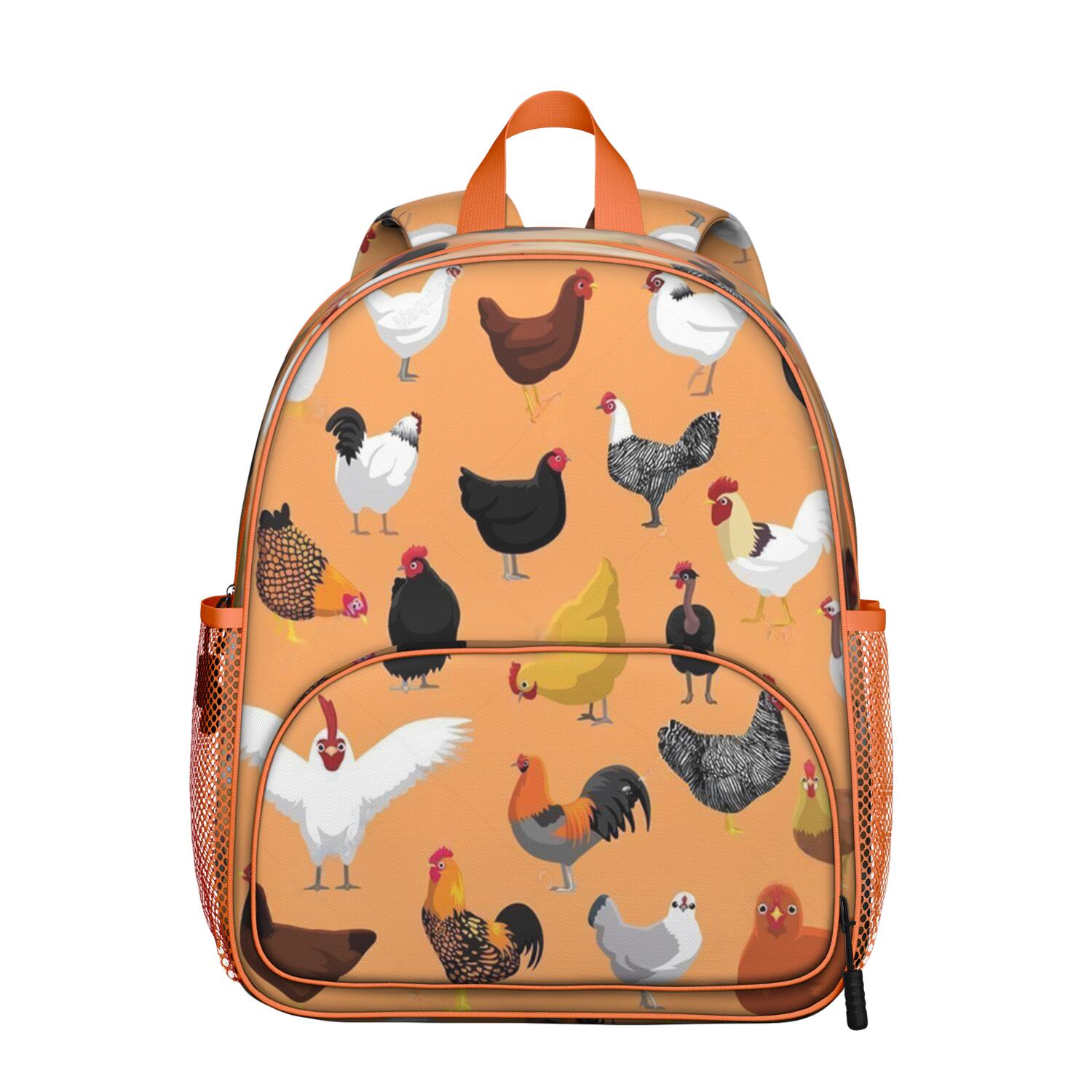 Stylish Small Backpack Featuring Retro Rooster and Hen Print ...