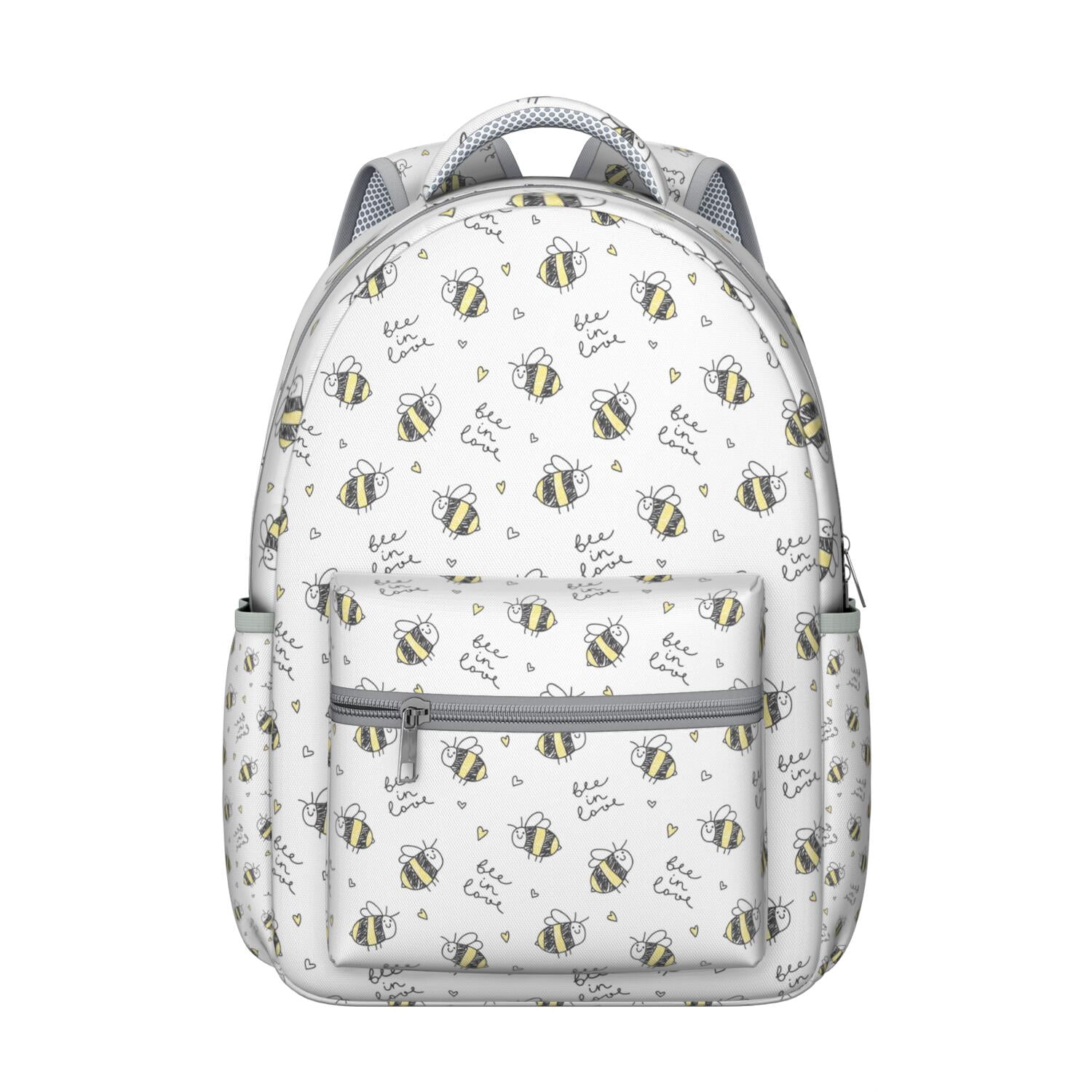 Stylish Small Backpack with Bee Print Design and Honeycomb Background ...