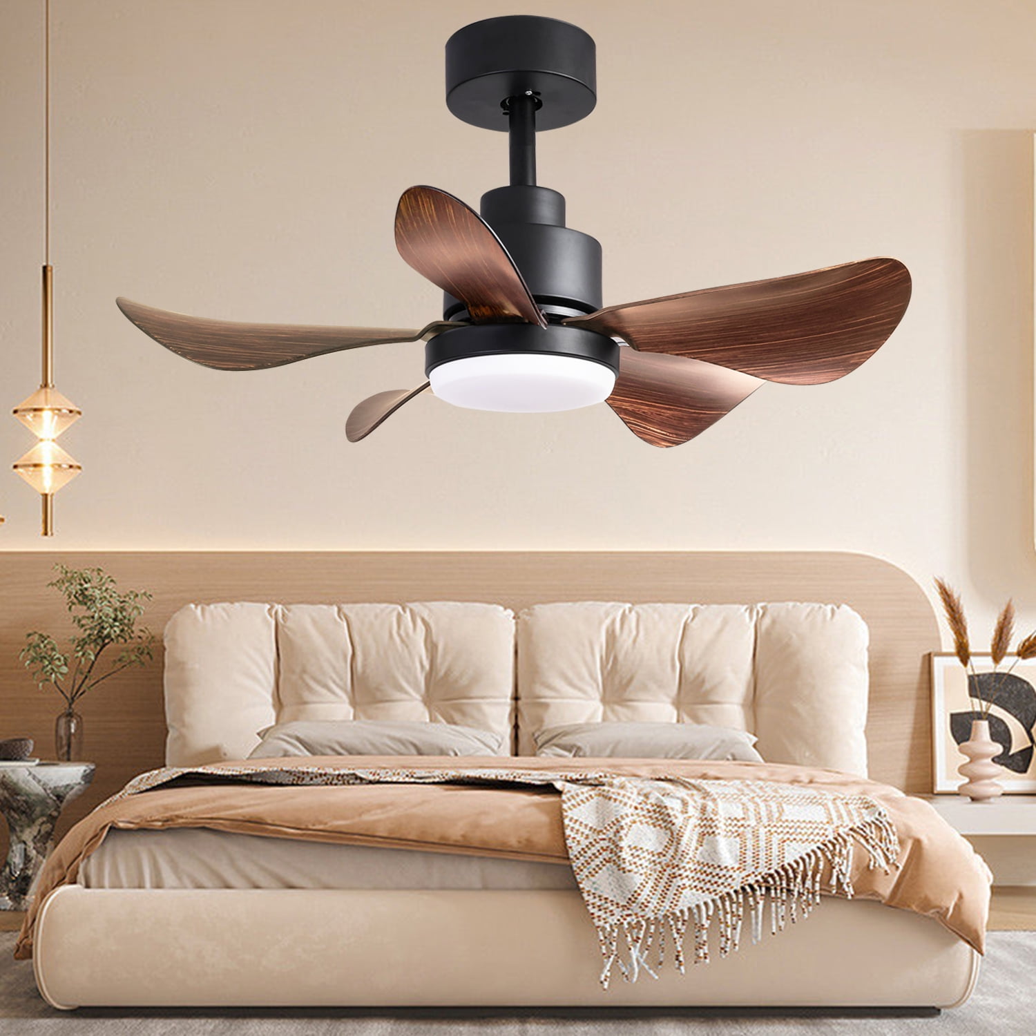 Stylish Small Ceiling Fan with Lights Remote Control Low Profile Flush ...