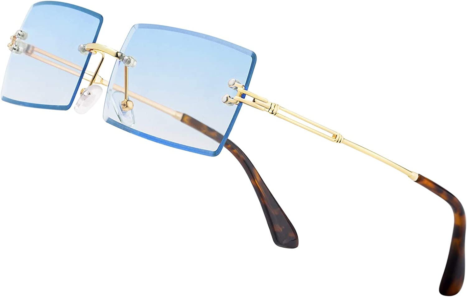 Stylish Small Rectangle Sunglasses Women Men Tinted Frameless Eyewear ...