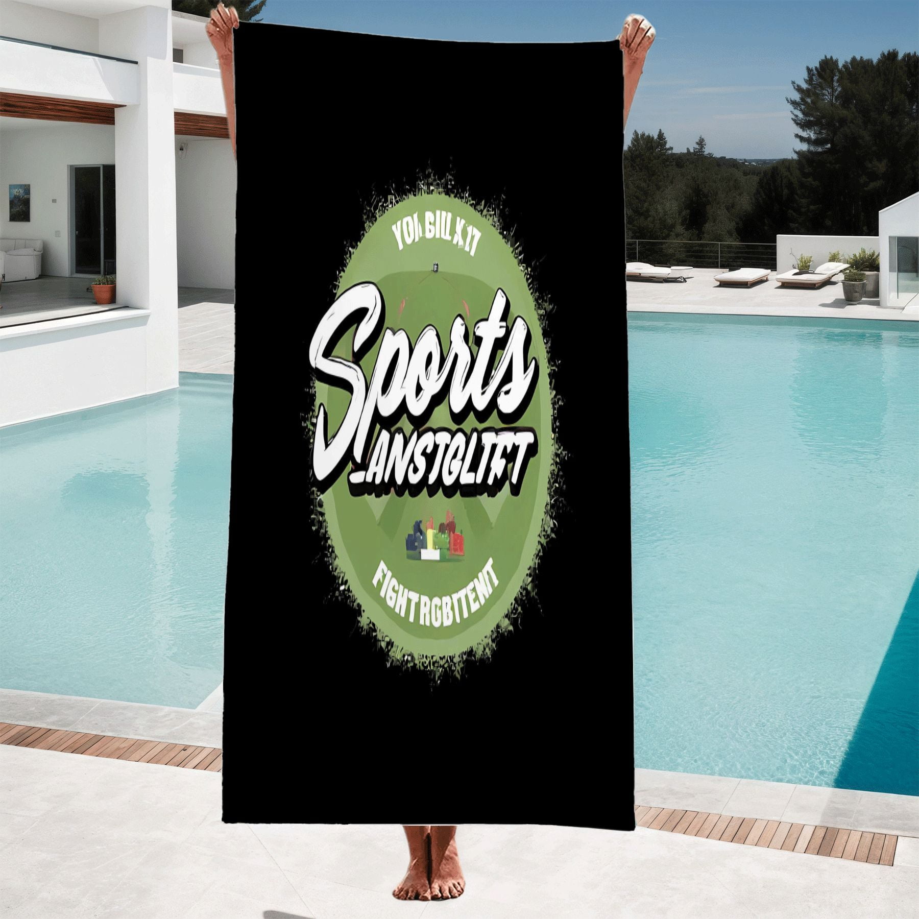Stylish Sports Landsolttttt Beach Towel - Green Circular Design with ...