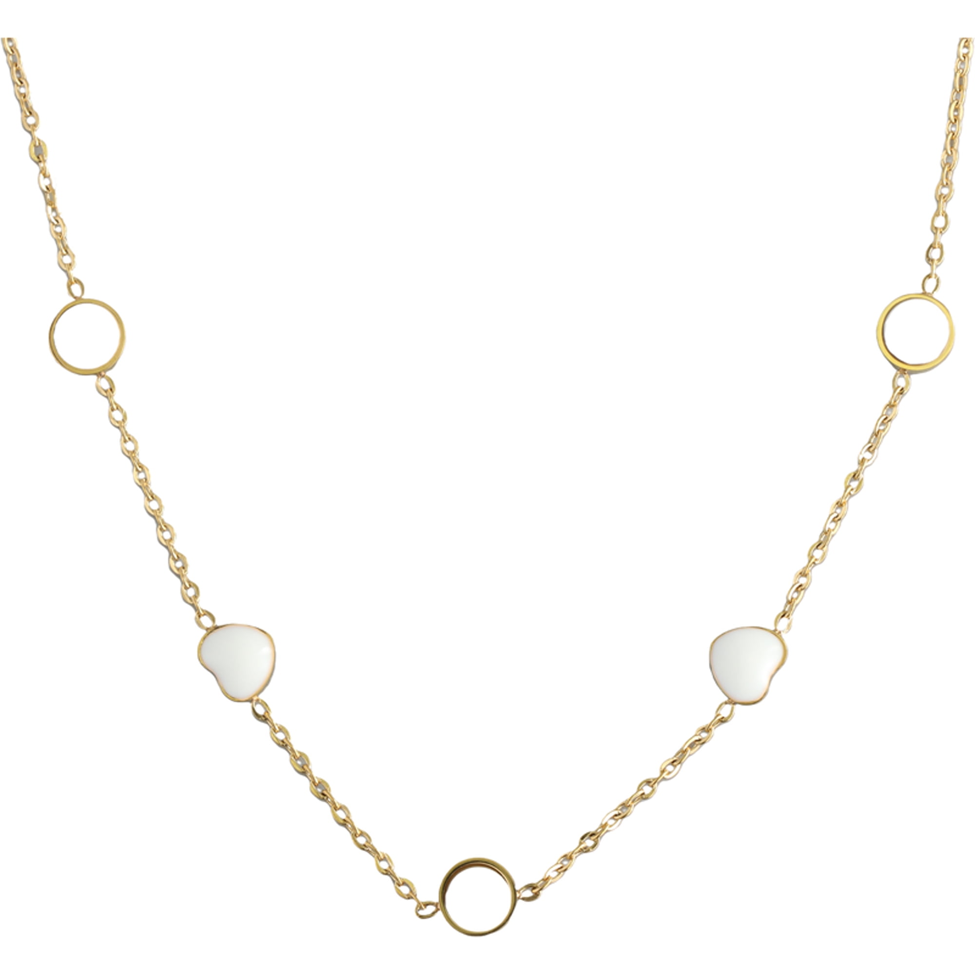 Stylish Stainless Steel O-Chain Necklace with White Geometric Beads ...