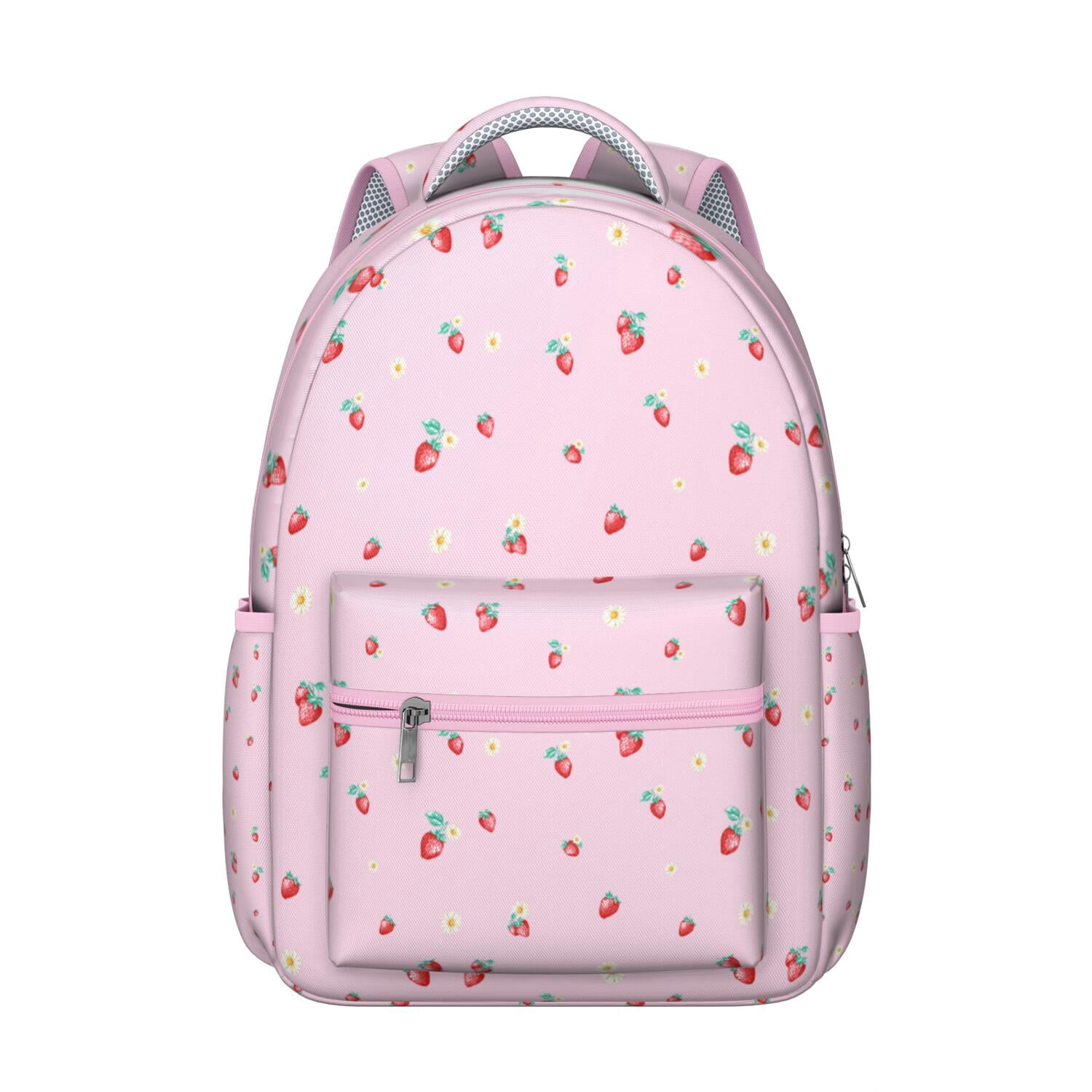Stylish Strawberry Themed Backpack for College & Travel - Roomy School ...