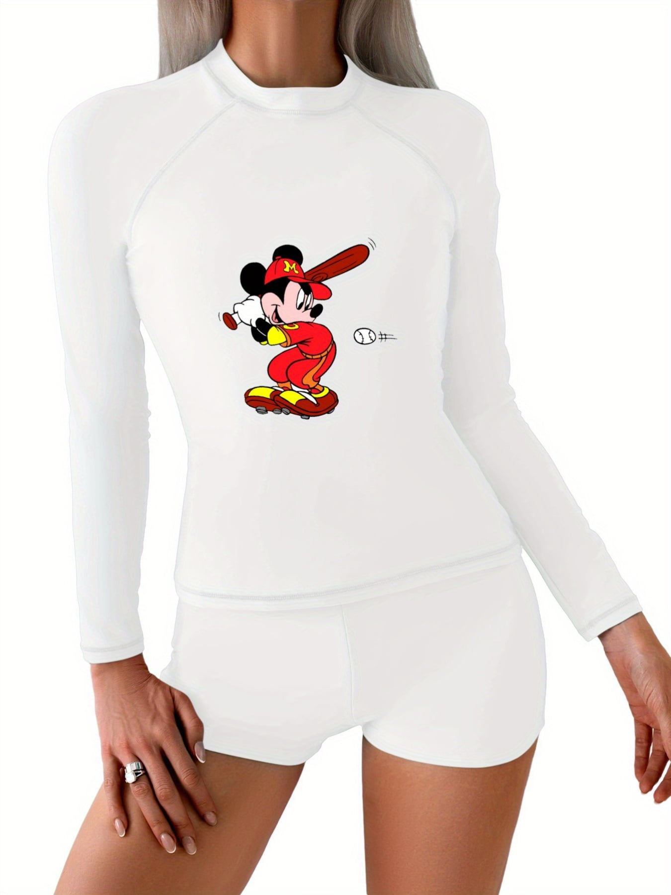 Stylish Summer Swim Set - Long Sleeve Rash Guard & Matching Shorts, Cute Beach & Vacation Outfit ...