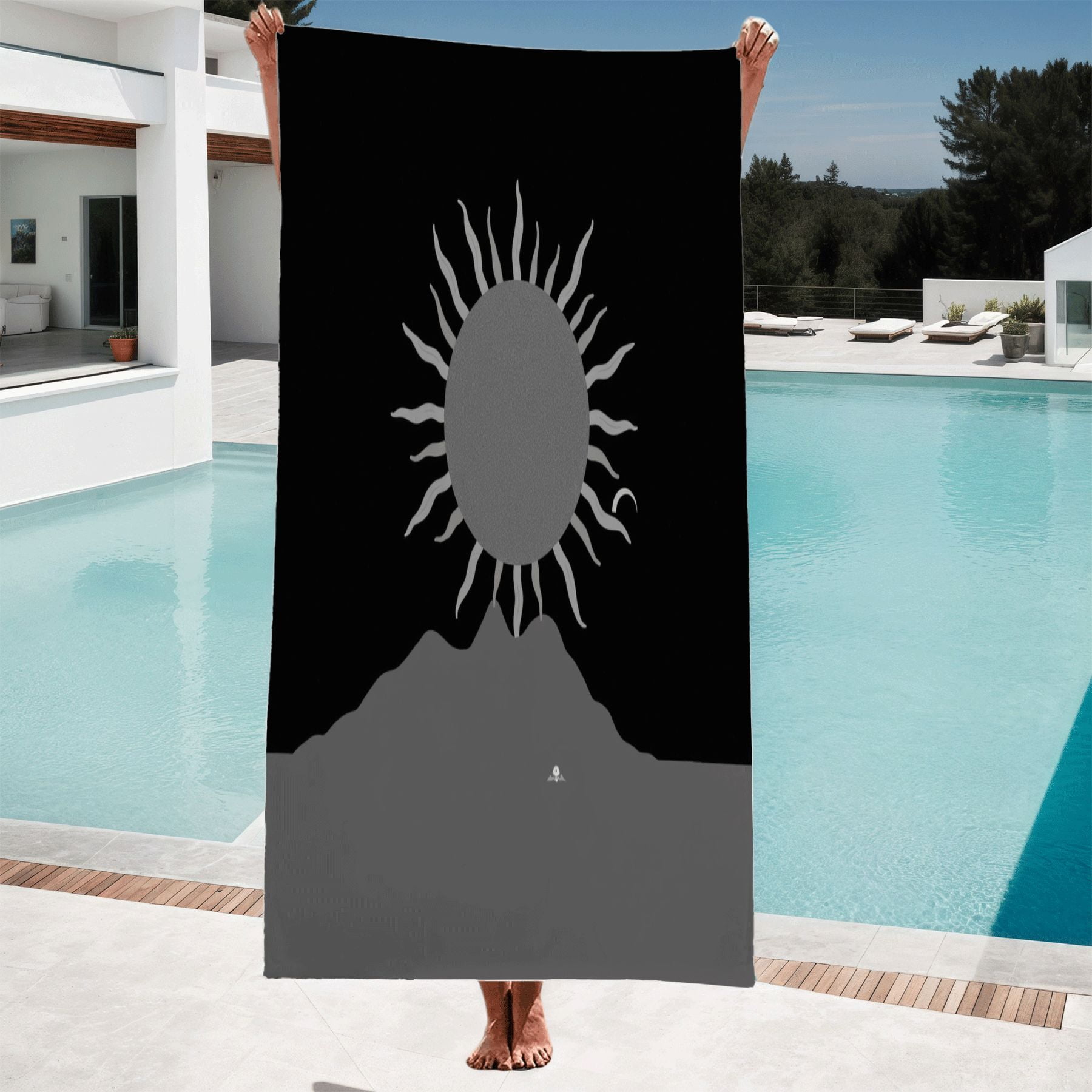 Stylish Sun & Mountain Design Beach Towel - Perfect for Pool Bath and ...