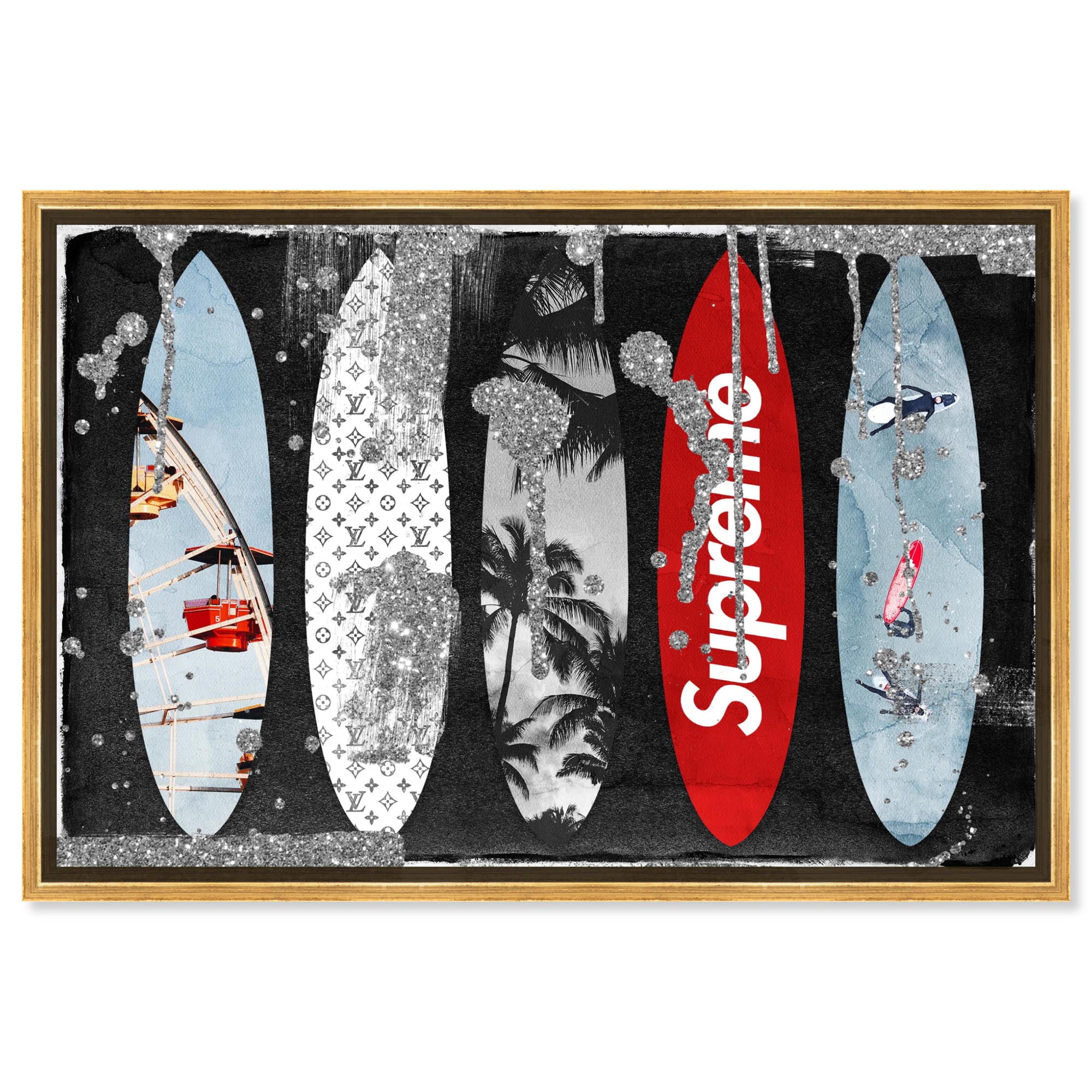 Stylish Surf Collection Canvas Mancave Art Prints by Notoriart, Gold ...