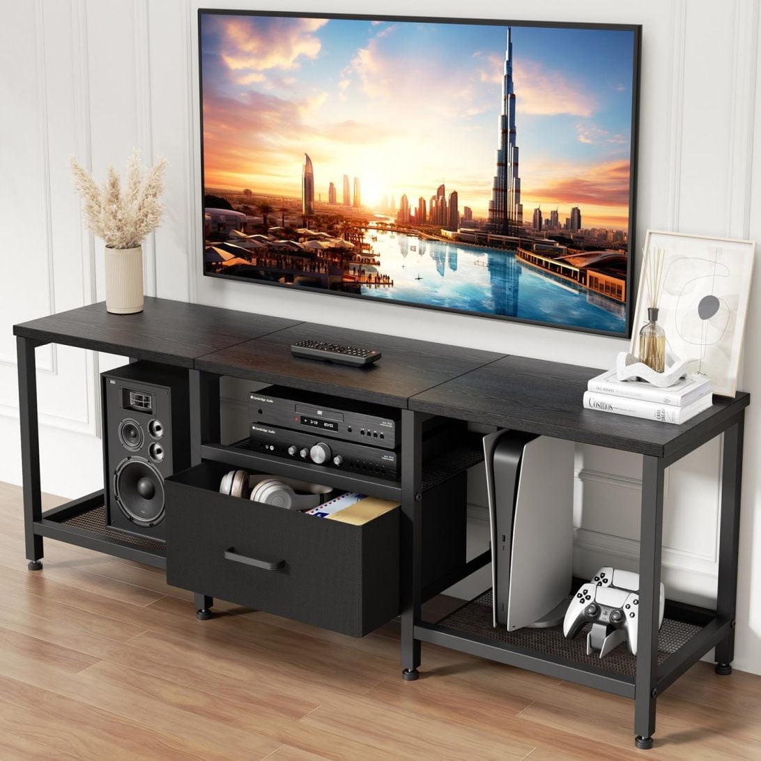 Stylish Television Stand with Fabric Storage Drawer for TV up to 55 ...