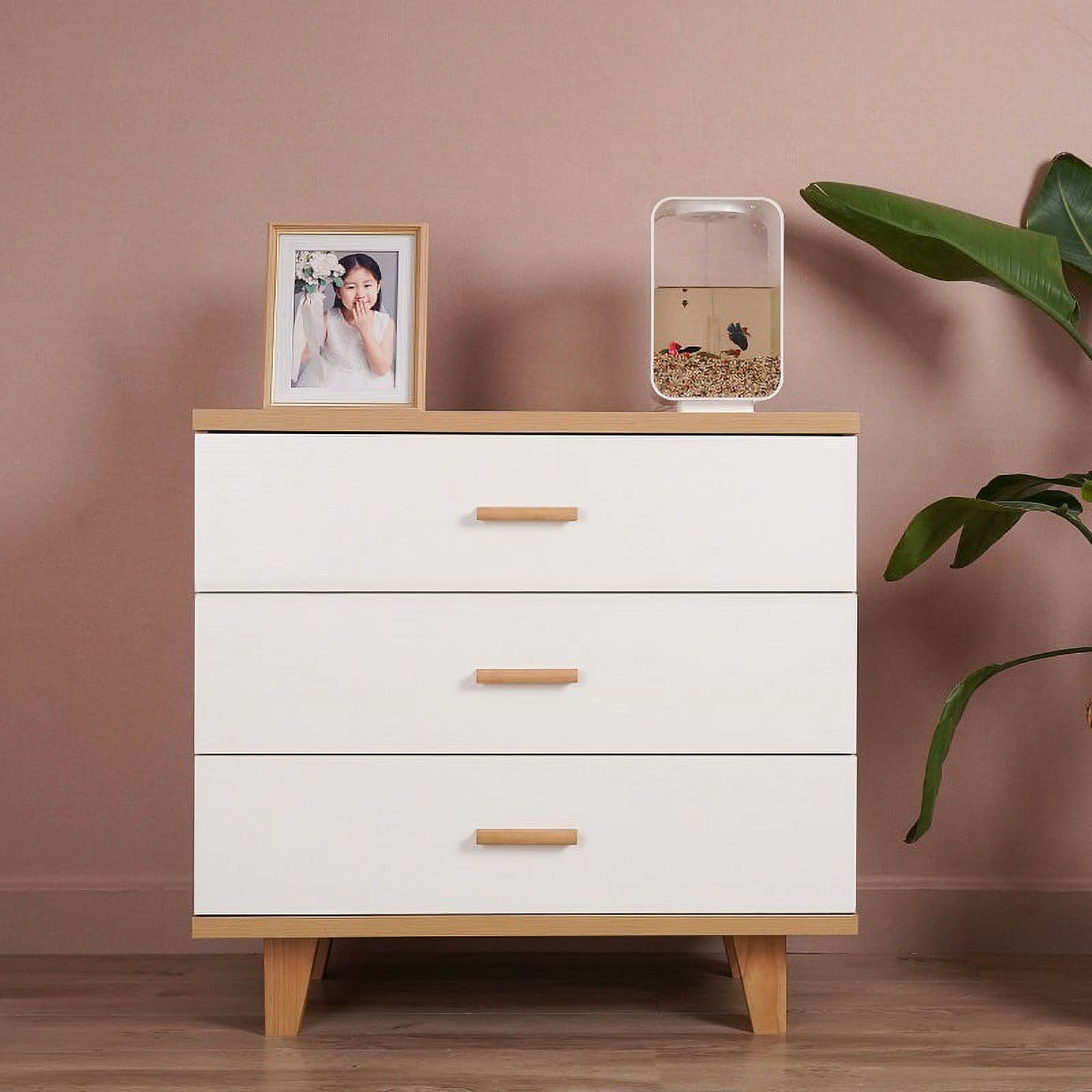 Stylish Three-Drawer Storage Cabinet - Rosewood & White - Elevate Your ...